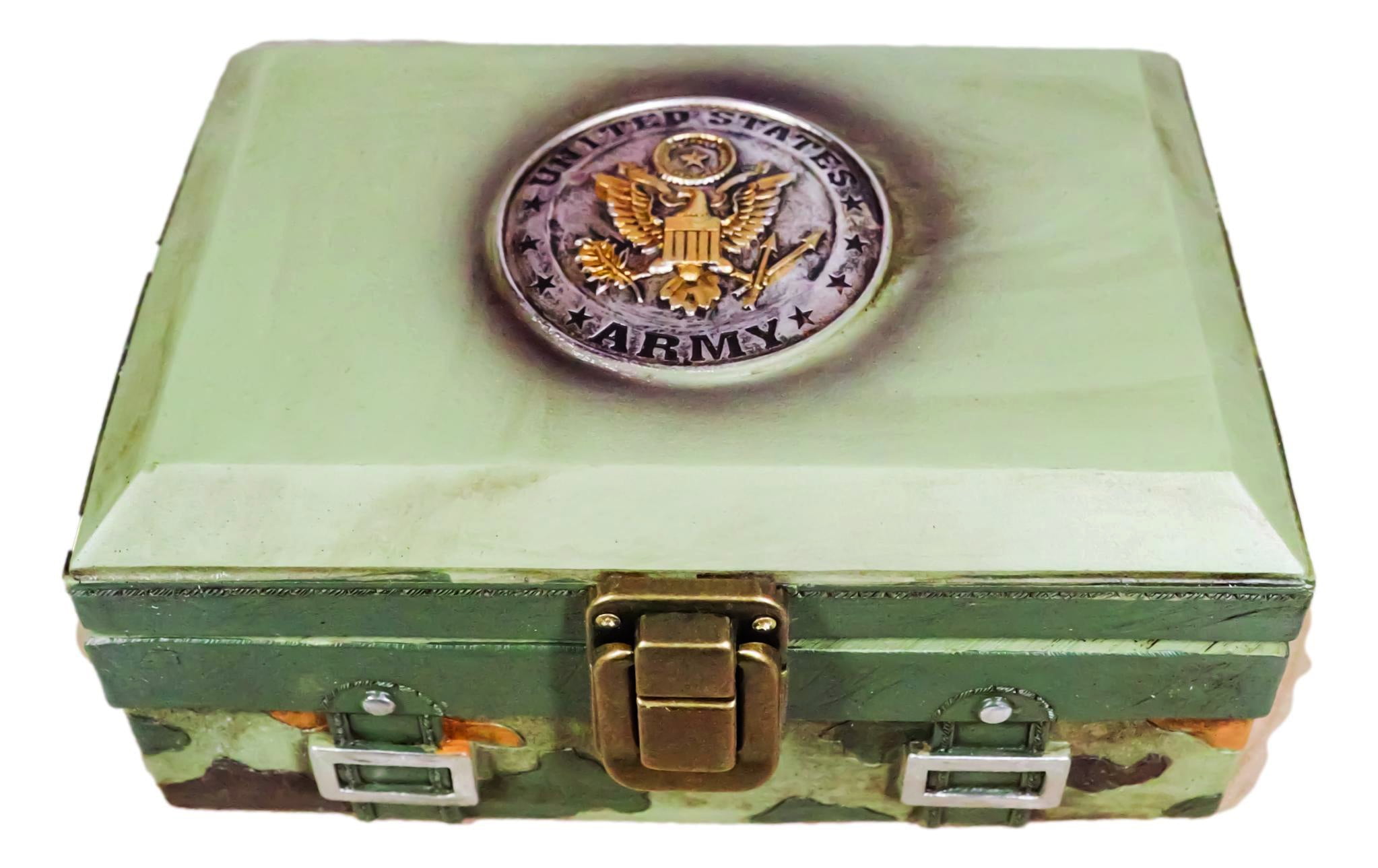 Green Military US Army Emblem Officer Briefcase Camo Decorative Trinket ...
