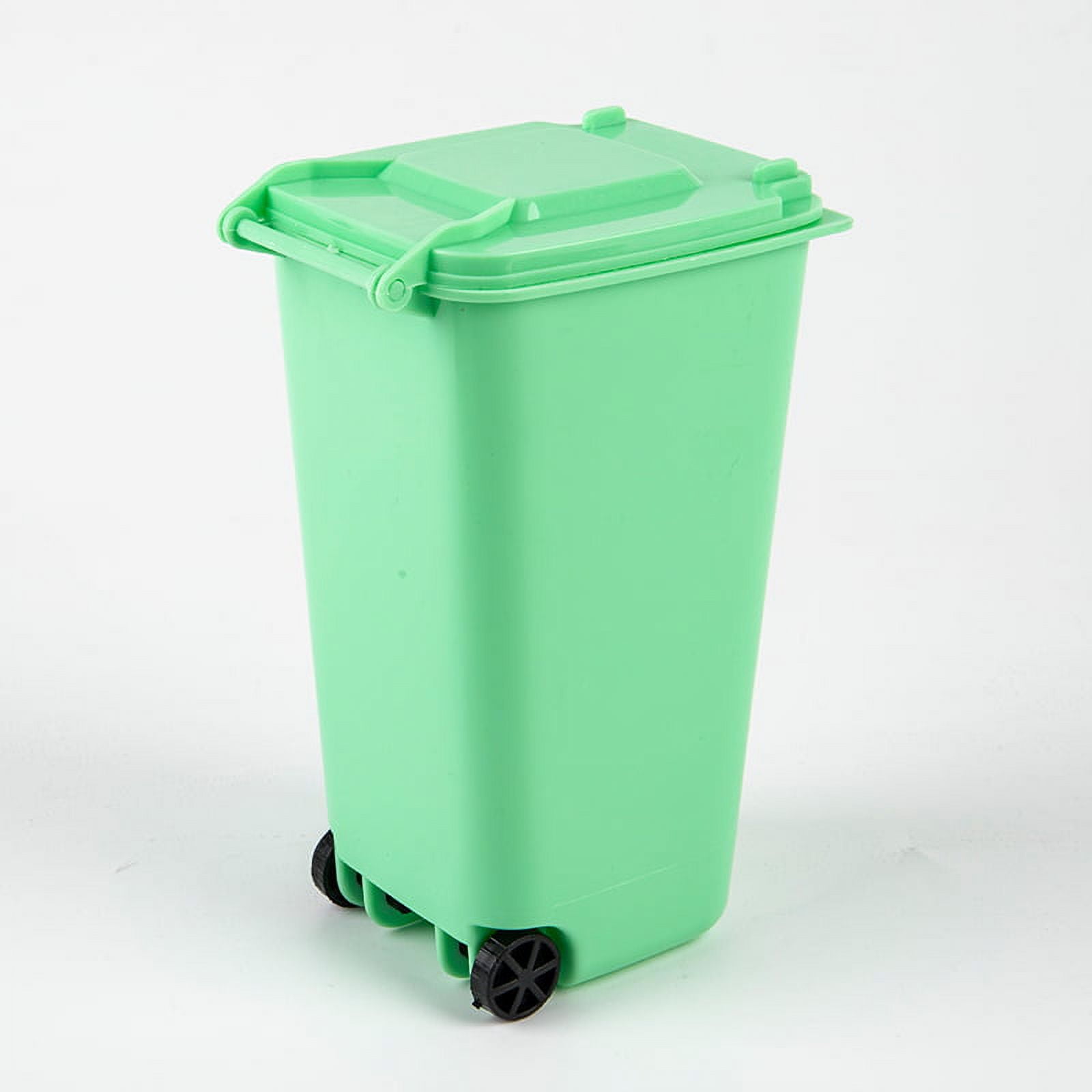 (Green) Mini Desktop Trash Can Plastic Waste Bins With Lid Household ...