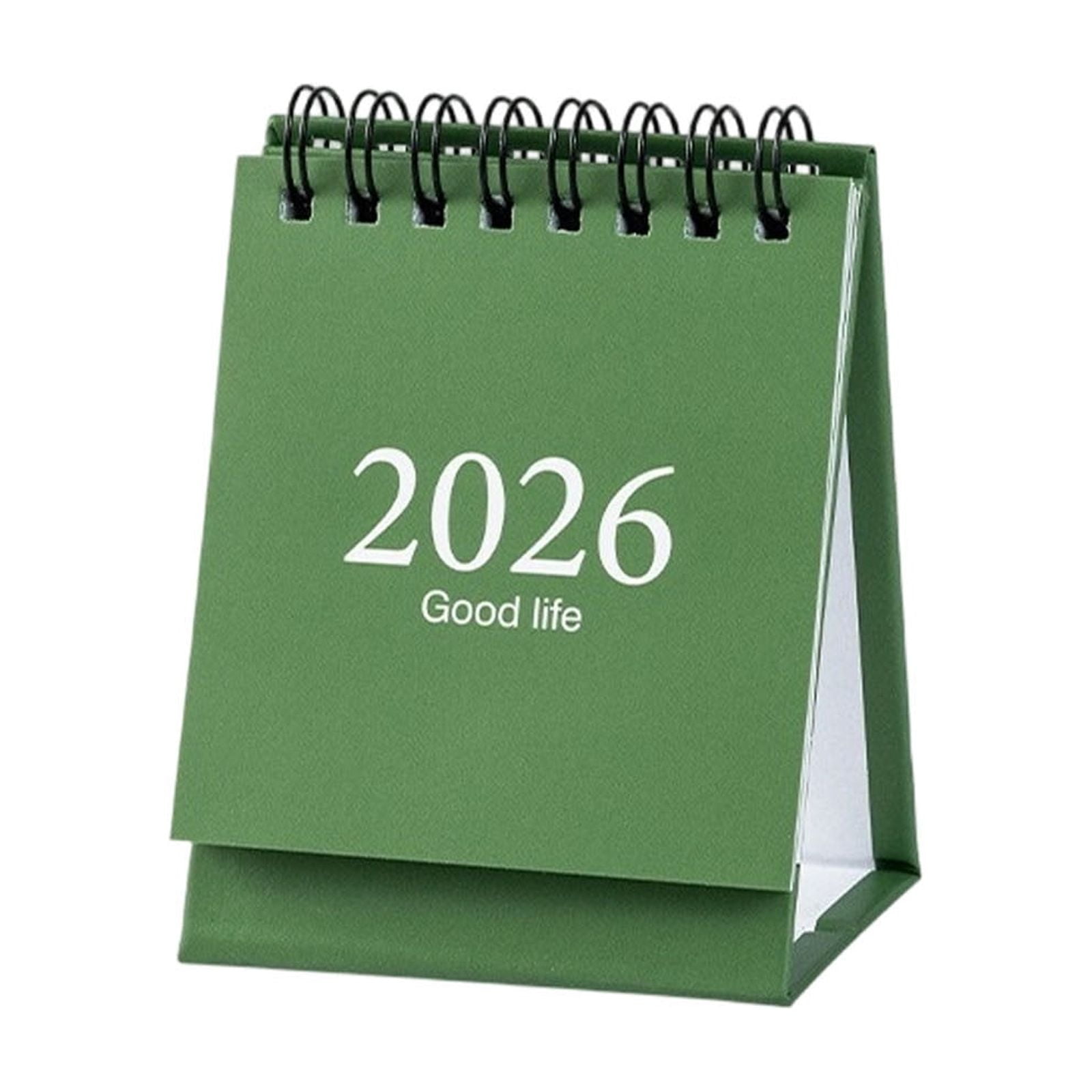 Green Minimalist English Mini Desktop Calendar For Desk Decoration With ...