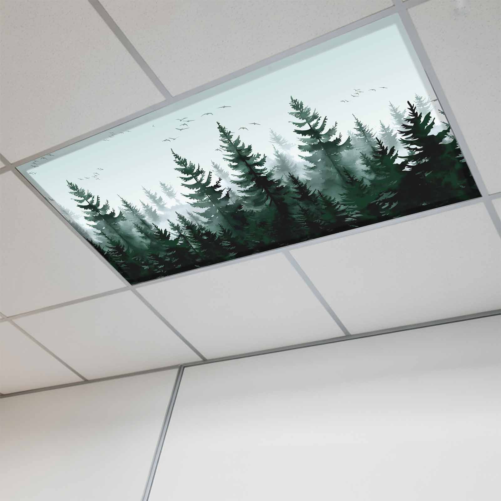 Green Mist Forest Fluorescent Light Covers, Farmhouse Trees Nature ...