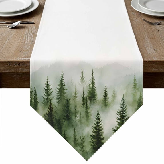 Green Mist Forest Table Runner Linen Burlap Table Runner 72 Inches Long ...