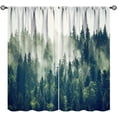 Green Misty Forest Curtains Nature Woodland Pine Tree Scenery for ...