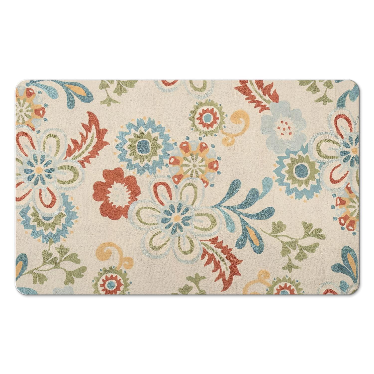 Green Modern Floral Washable Carpet - 20x32 Inch Non-Slip Rug for ...