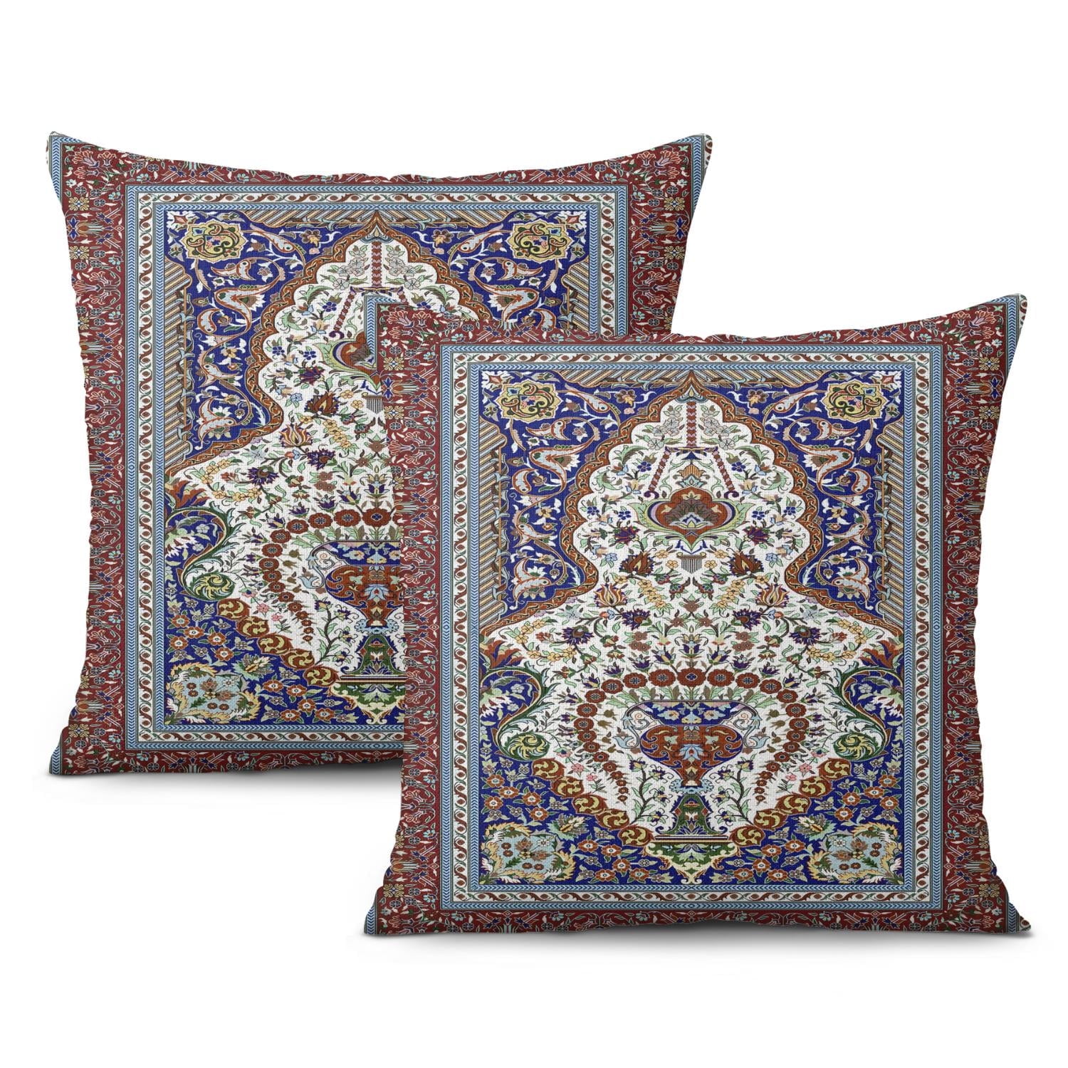 Green Monaco Rug Carpet 16x16 inch Boho Pillow Cases - Soft Cotton, Set ...