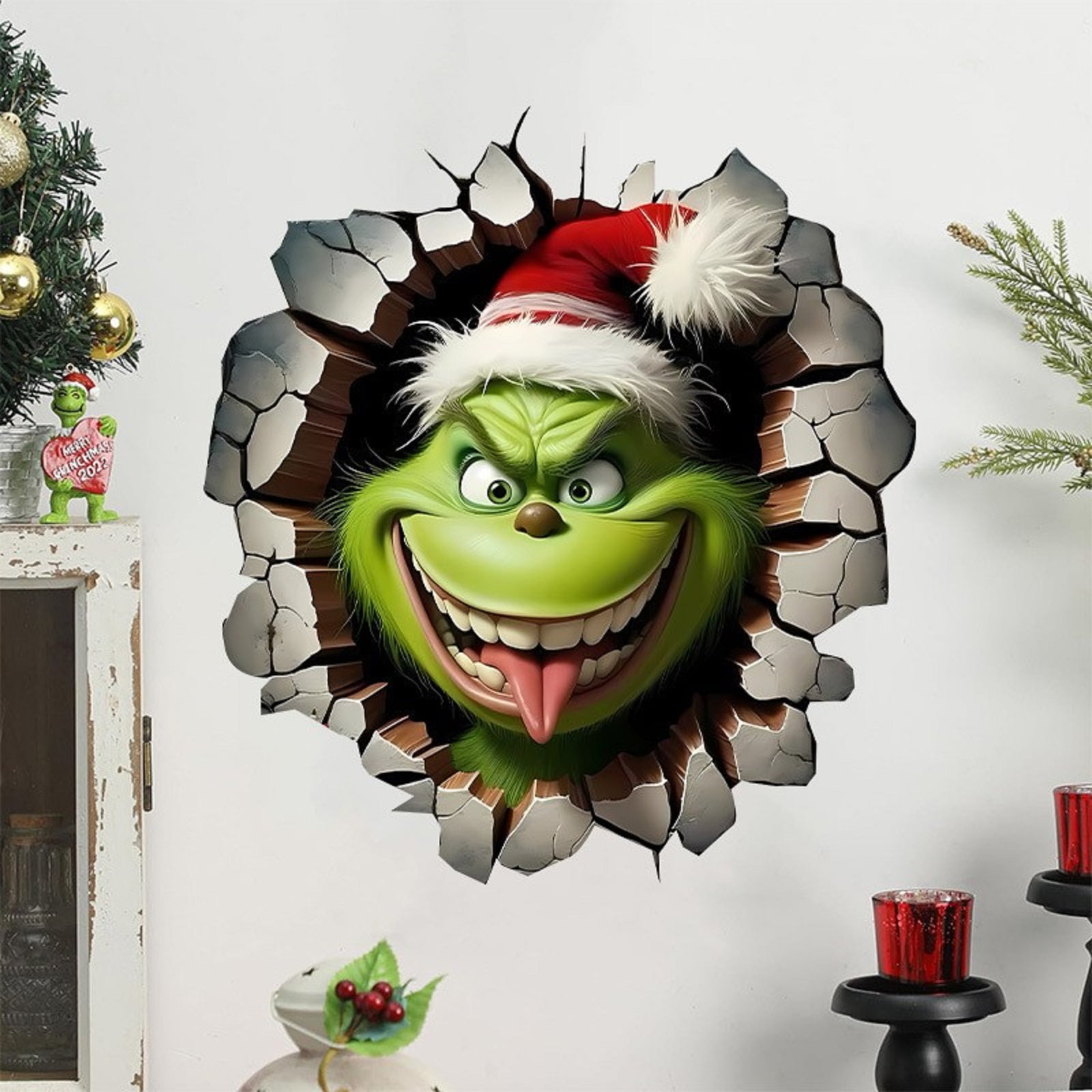 Green Monster - 3D Broken Wall - Christmas Decal, 40x44cm Green Monster ...