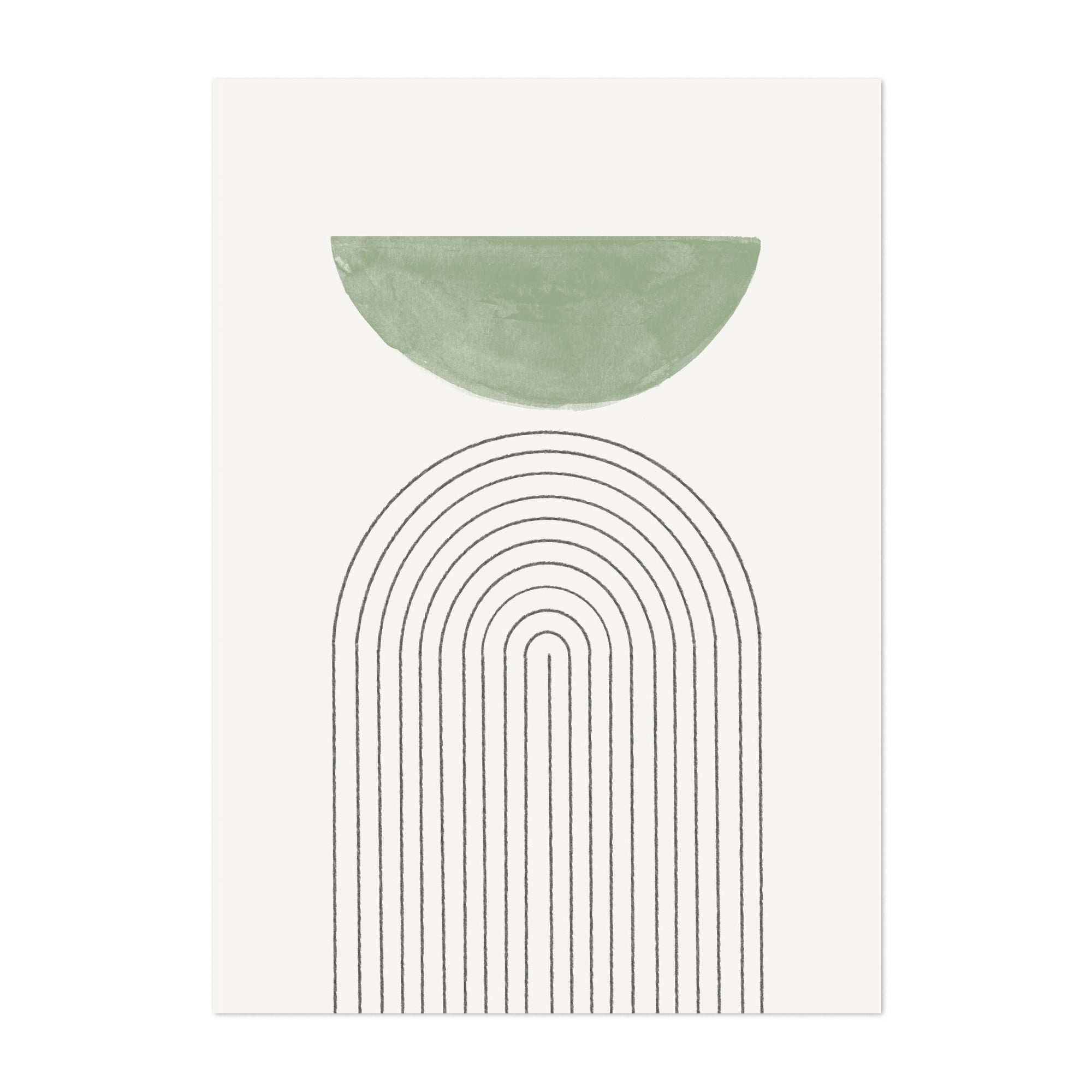 Green Moon No.3 - Mixed Media Minimalist Geometric Abstract Line Art ...