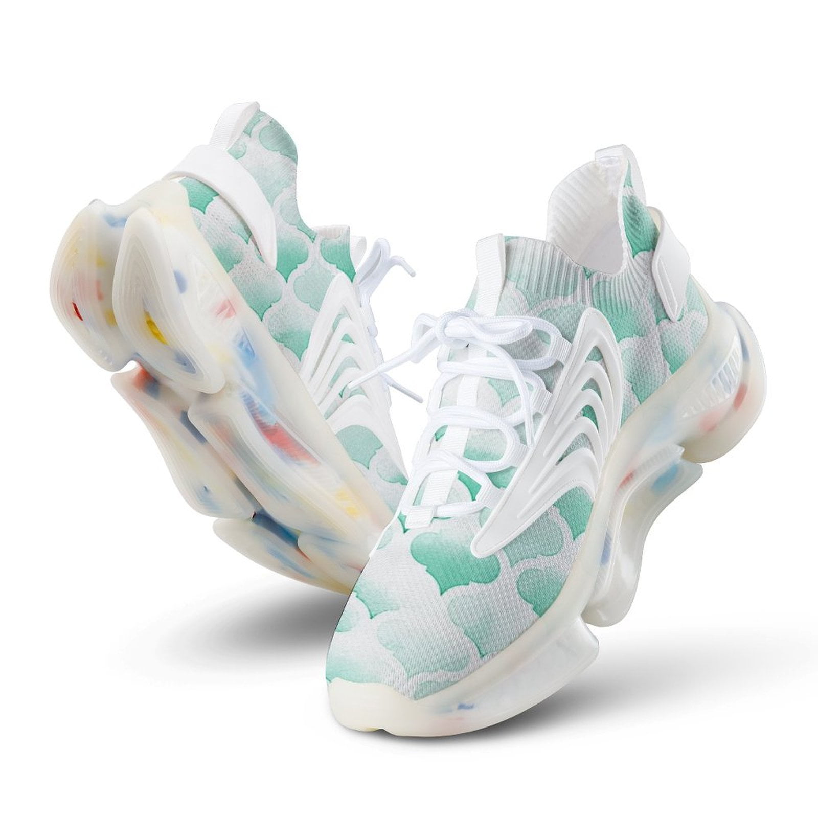 Green Morocco Watercolor Modern Geometric Art Walking Shoes for Men ...