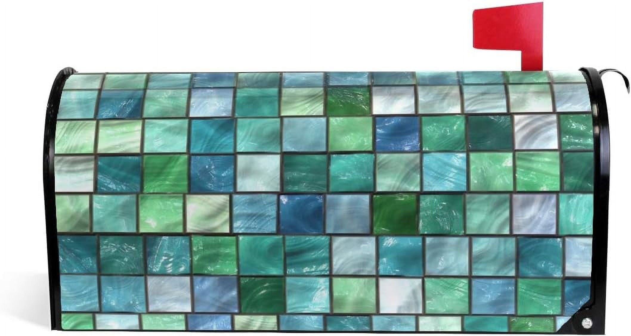 Green Mosaic Turquoise Blue Magnetic Mailbox Cover for Standard ...
