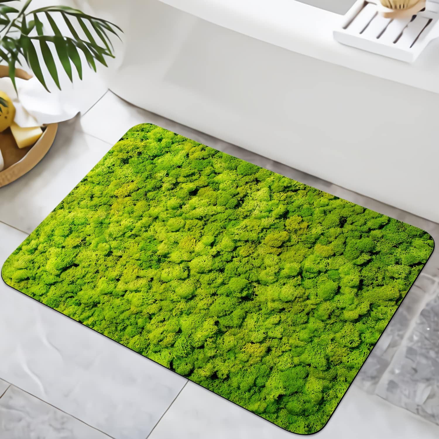 Green Moss Bath Mat for Bathroom Shower Bathtub, 3D Print Country Theme ...