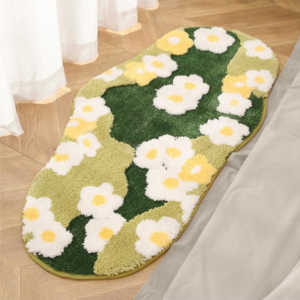 Green Moss Rug 3D Moss Bath Mat Cute Tufted Floral Rug Irregular Runner ...