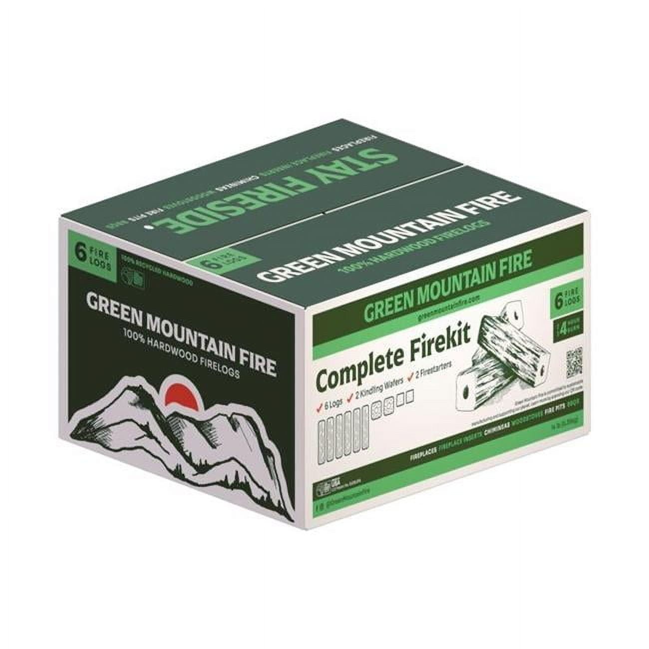 Green Mountain Fire - 100% Hardwood Fire Logs - 6 Log Complete Fire Kit ...