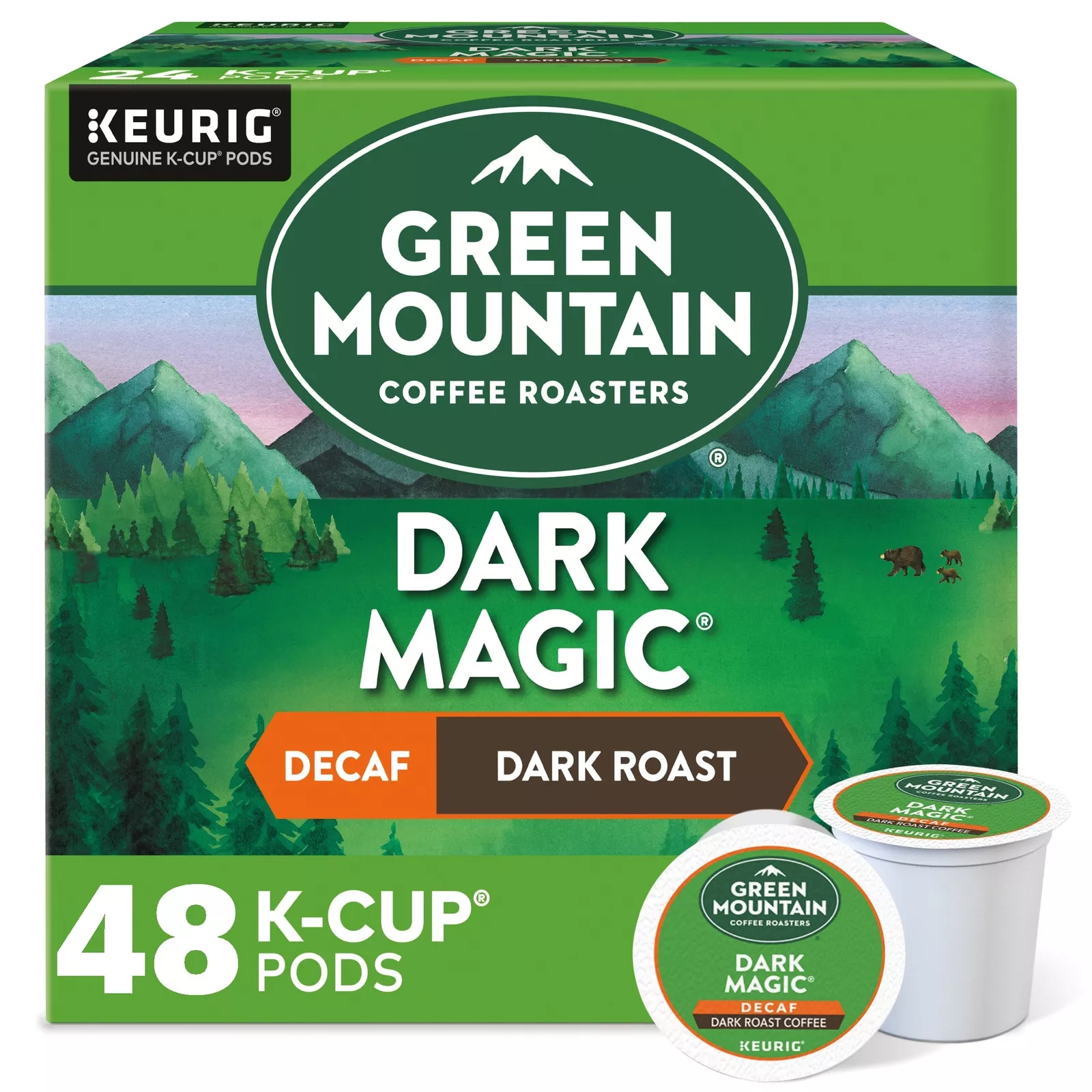 Green Mountain Coffee, Dark Magic Decaf, 48 K-Cup Pods, Dark Roast ...