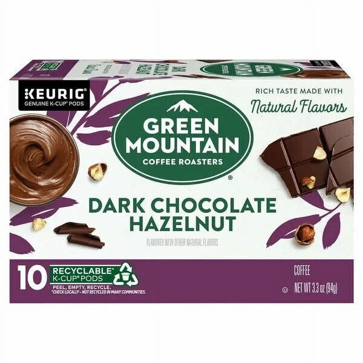 Green Mountain Dark Chocolate Hazelnut Coffee K-Cup Pods 10 Count for ...