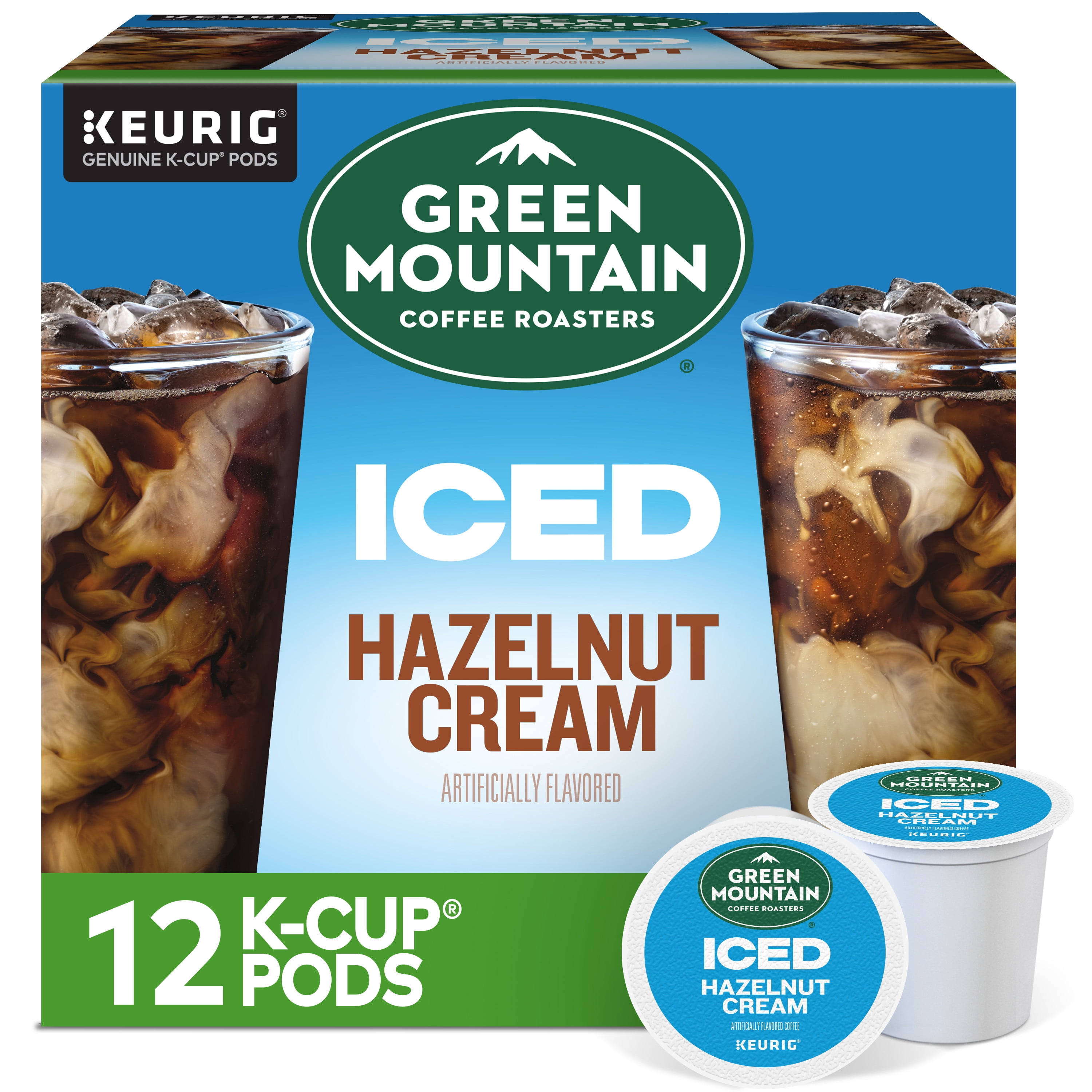 Green Mountain Coffee Roasters, ICED Hazelnut Cream Flavored Iced K-Cup ...