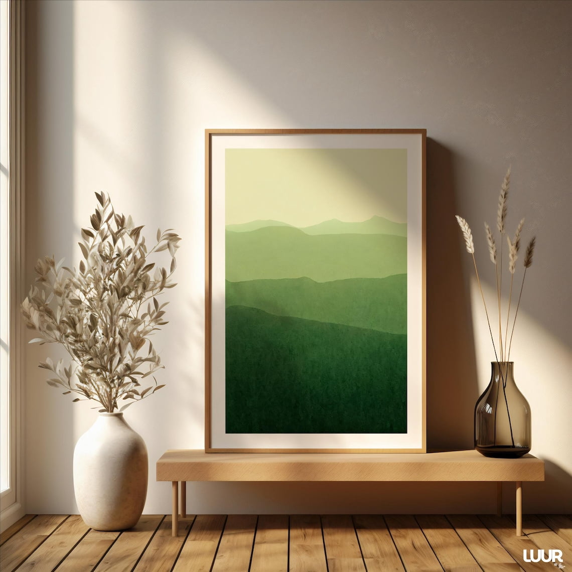 Green Mountain Landscape Minimalist Nature Wall Art, Unframed Canvas ...