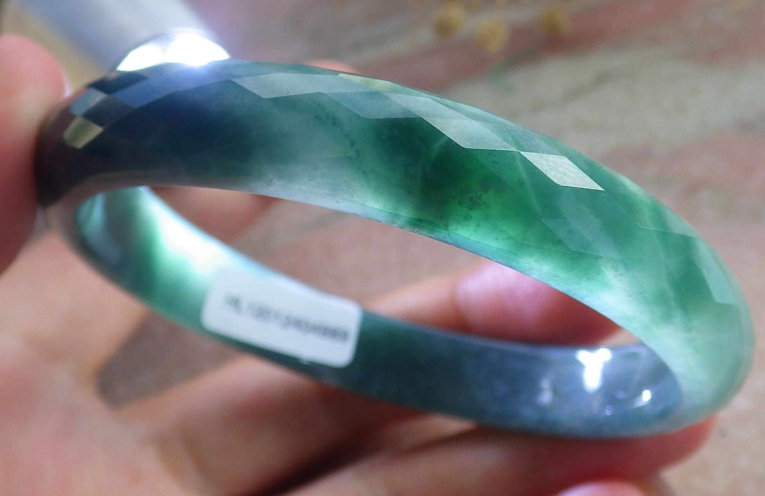 Green Natural A JADE Jadeite Dia Cut Bangle Bracelet 59 mm 683423 TN ...