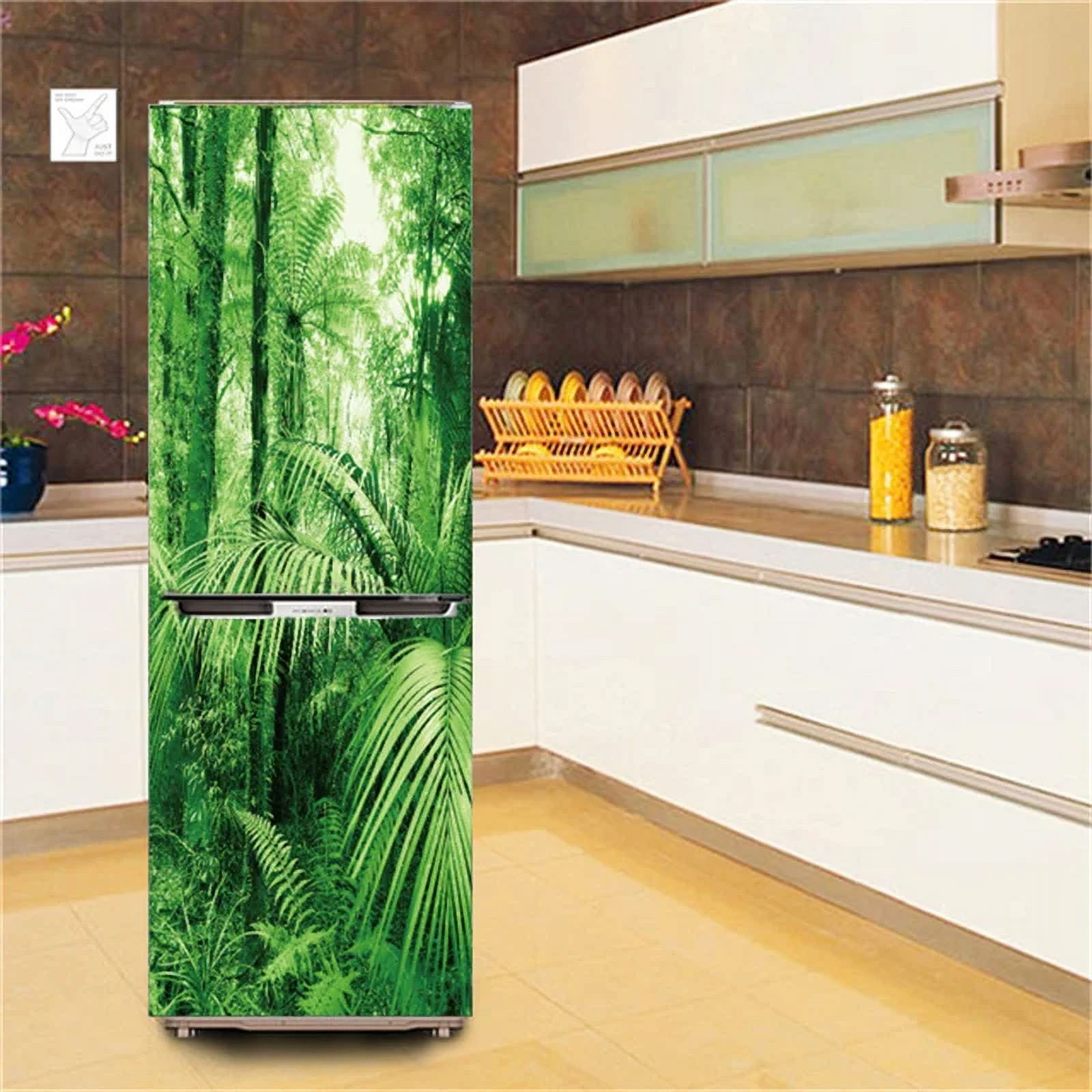 Green Natural Scenery Fridge Sticker Full Door Cover Mural Forest ...