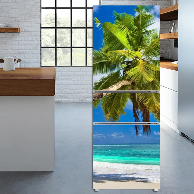 Green Natural Scenery Fridge Sticker Full Door Cover Mural Forest ...