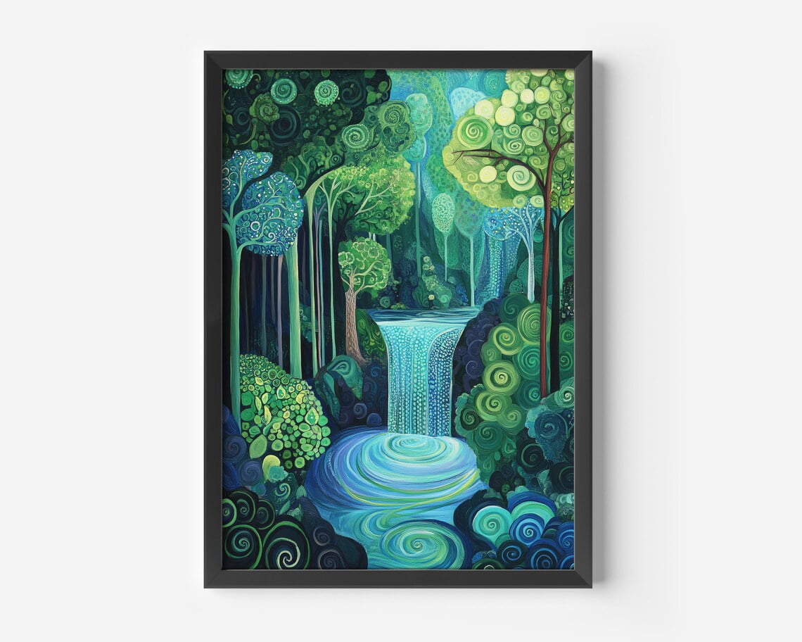 Green Nature Poster For Living Room & Bedroom Modern Feng Shui Wall Art ...