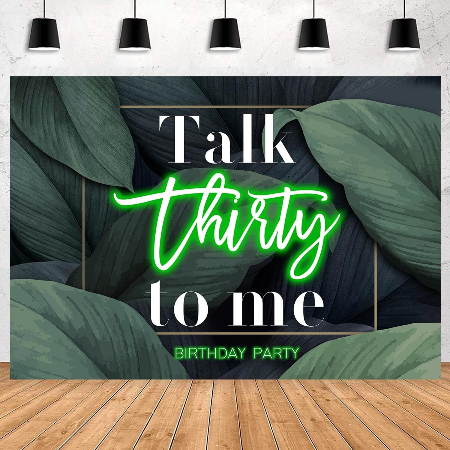 Green Neon Sign Talk Thirty to Me Backdrop for Men Women Happy 30th ...