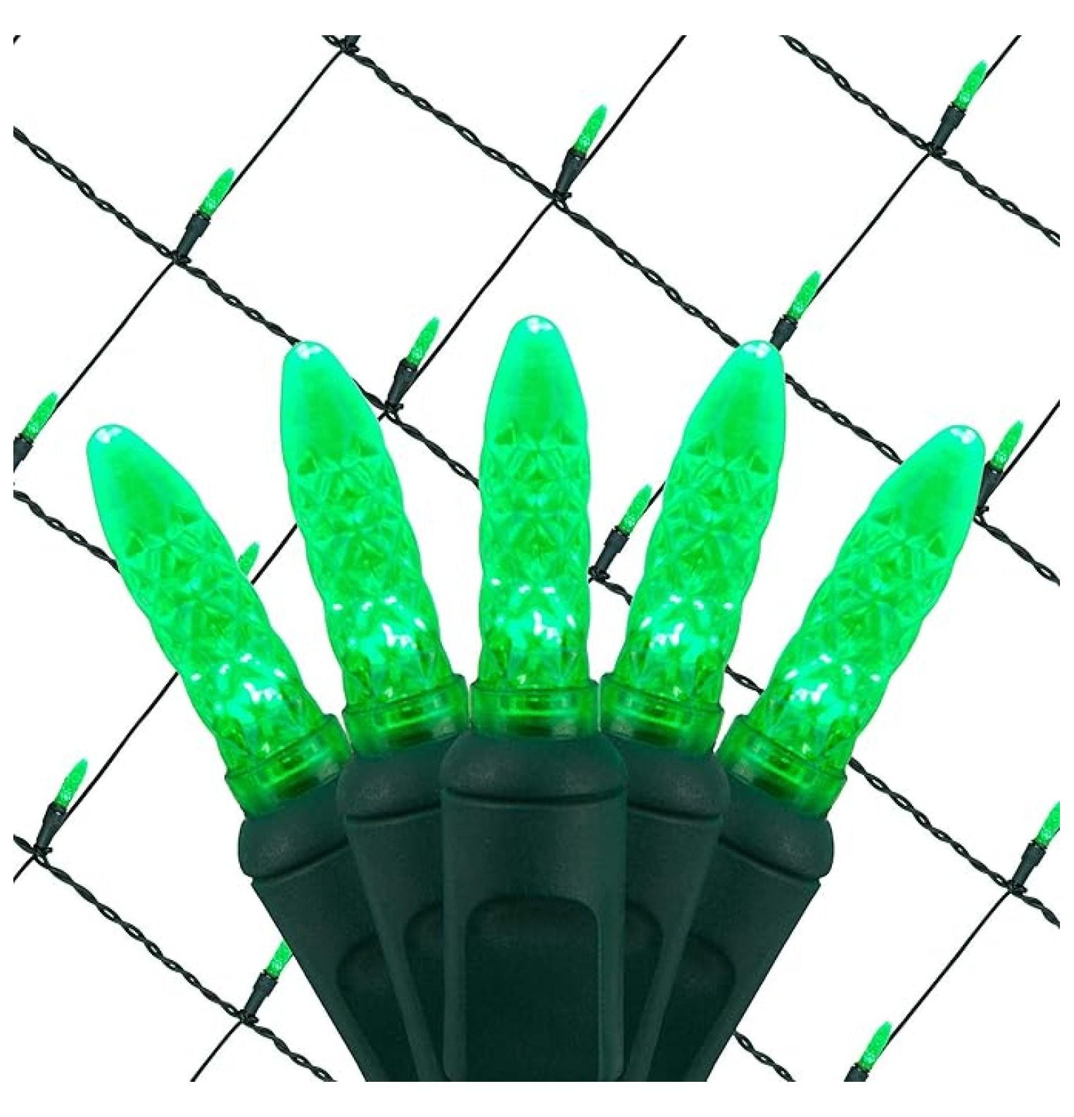 Green Net Lights 100 LED, 4x6 ft Outdoor Christmas Lights, Green Wire ...