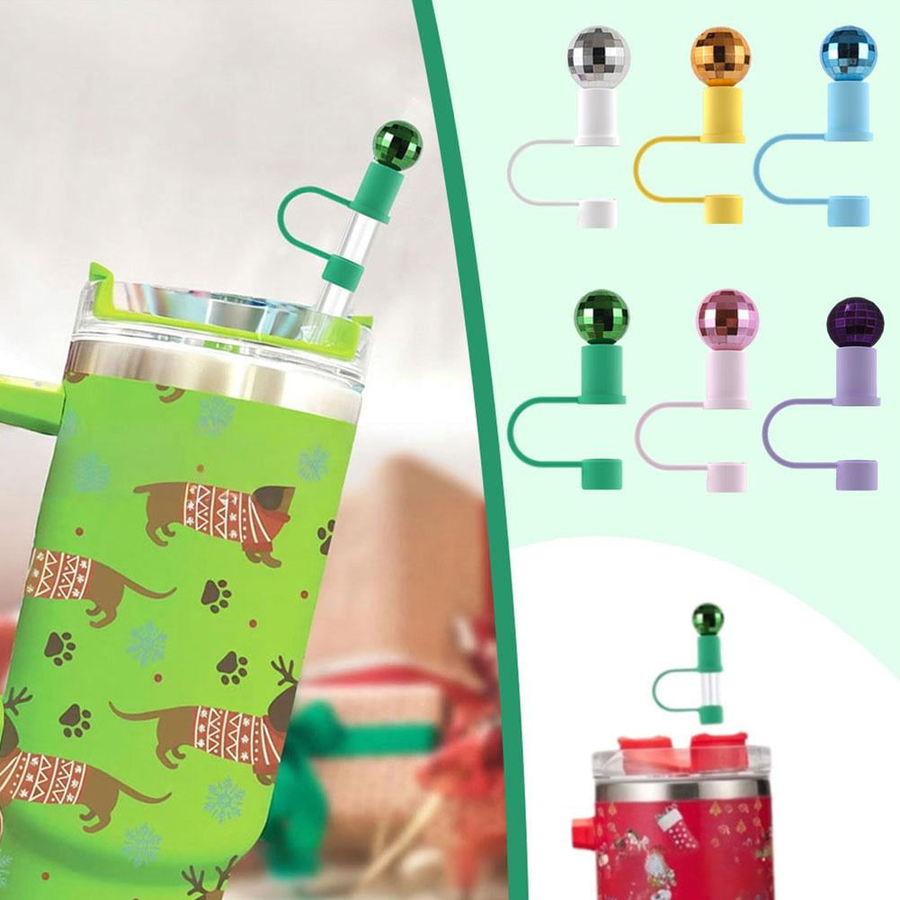Green New Disco Ball Silicone Straw Cover 10mm Large Diameter Holiday ...