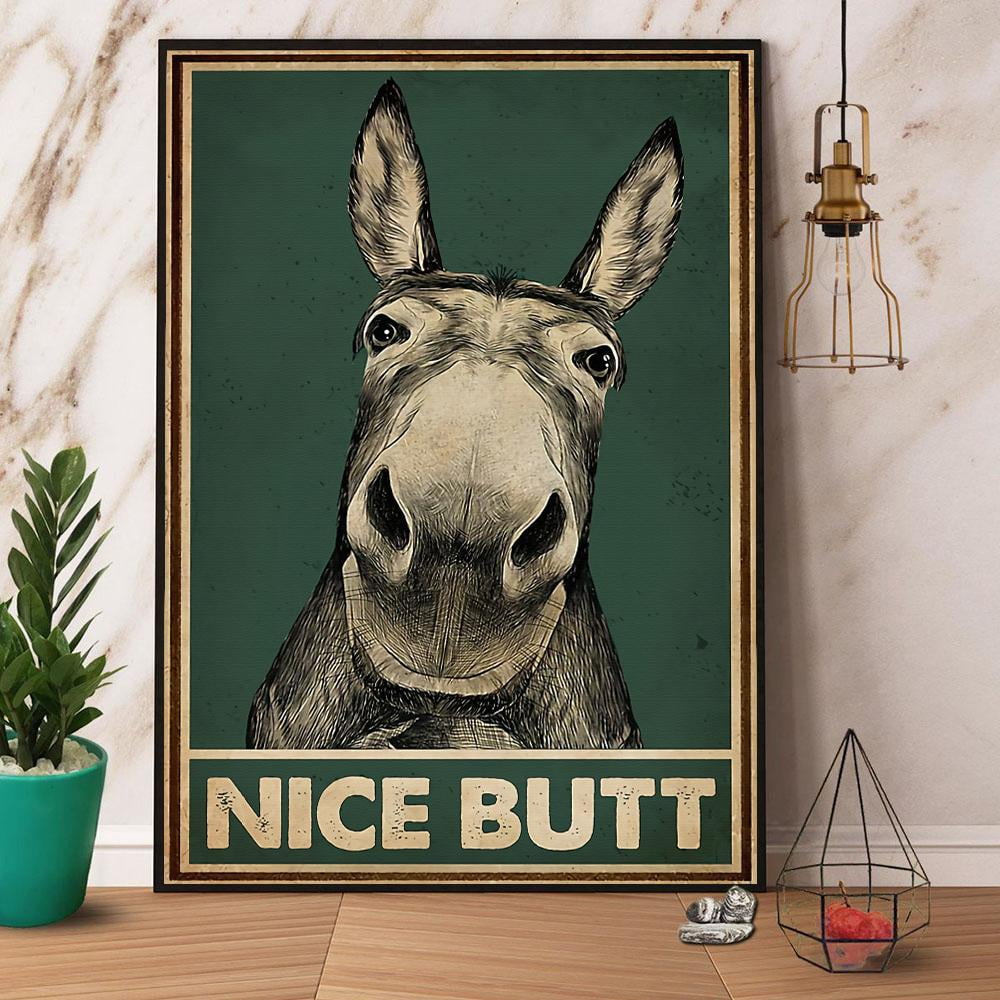 Green Nice Butt Donkey Green Retro Paper Poster No Frame Matte Wall Art ...
