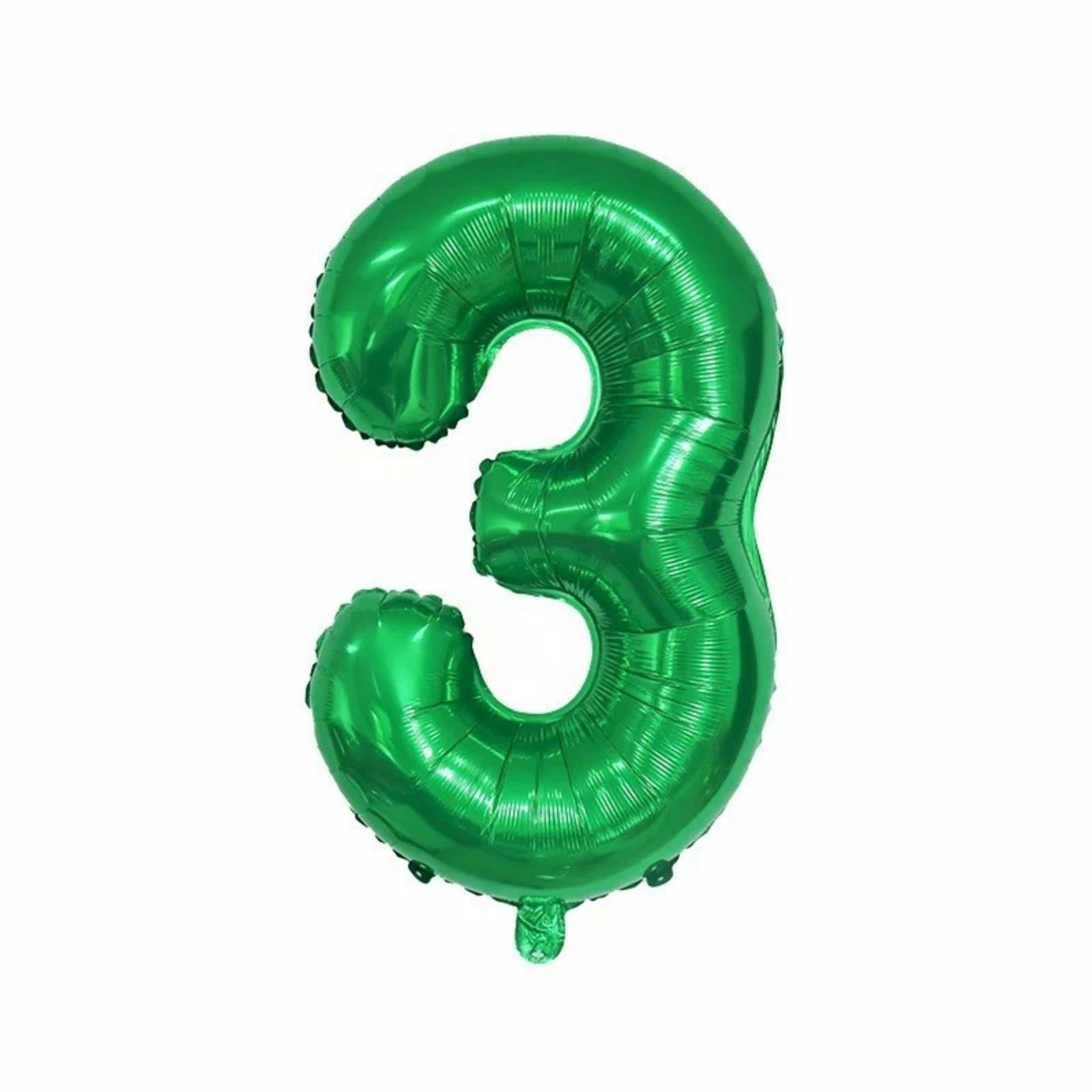 Green Number 3 Foil Balloon 40 Inch Large Helium Balloon for Birthday ...