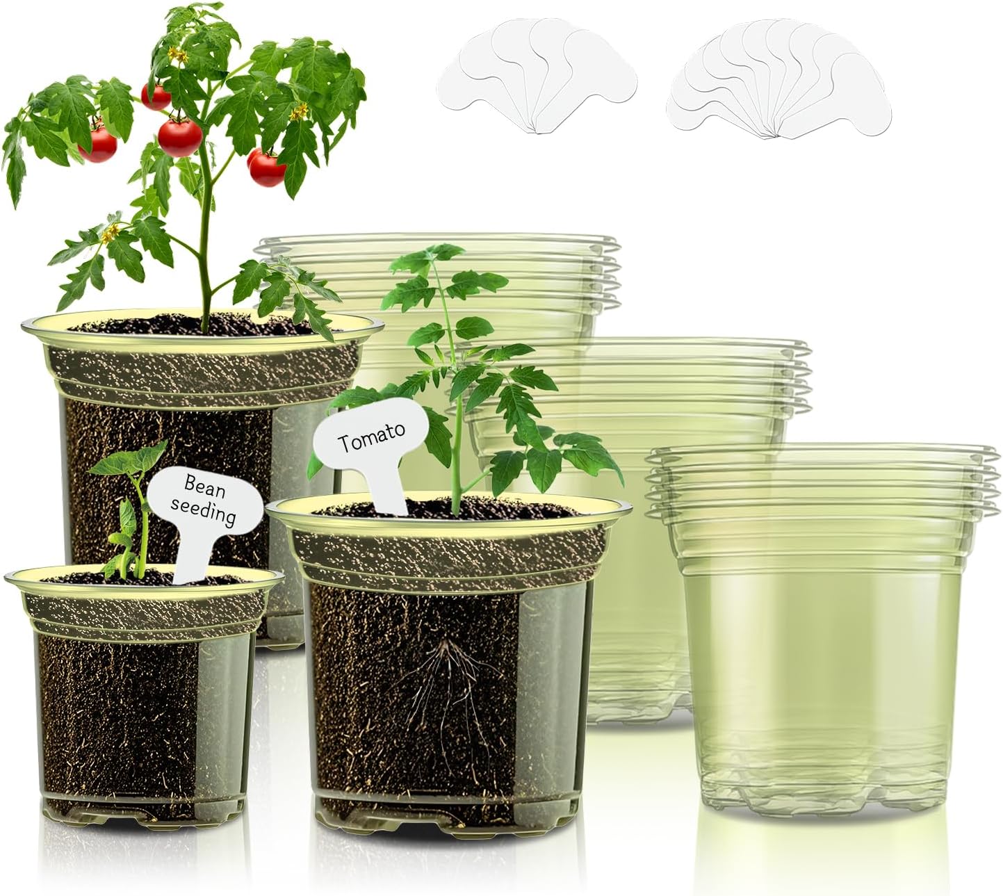 Green Nursery Pots for Plants 5/4/3.5 Inch Durable Plastic Seed Starter ...