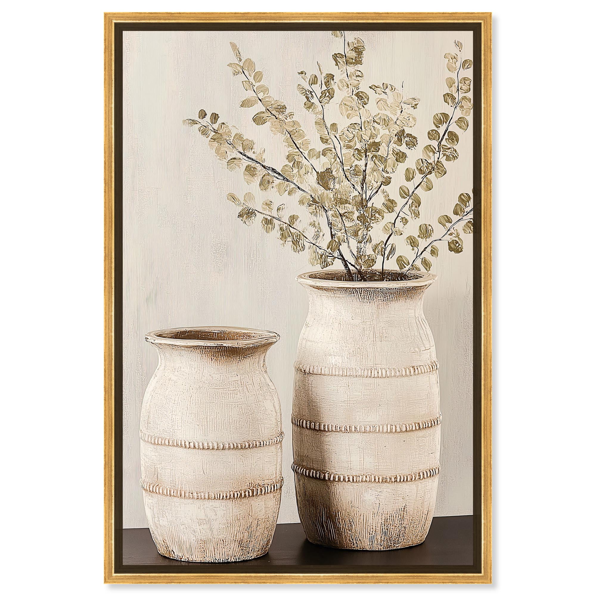 Green Oasis Pot II Canvas Farmhouse Floral Art by Art Remedy, Gold ...