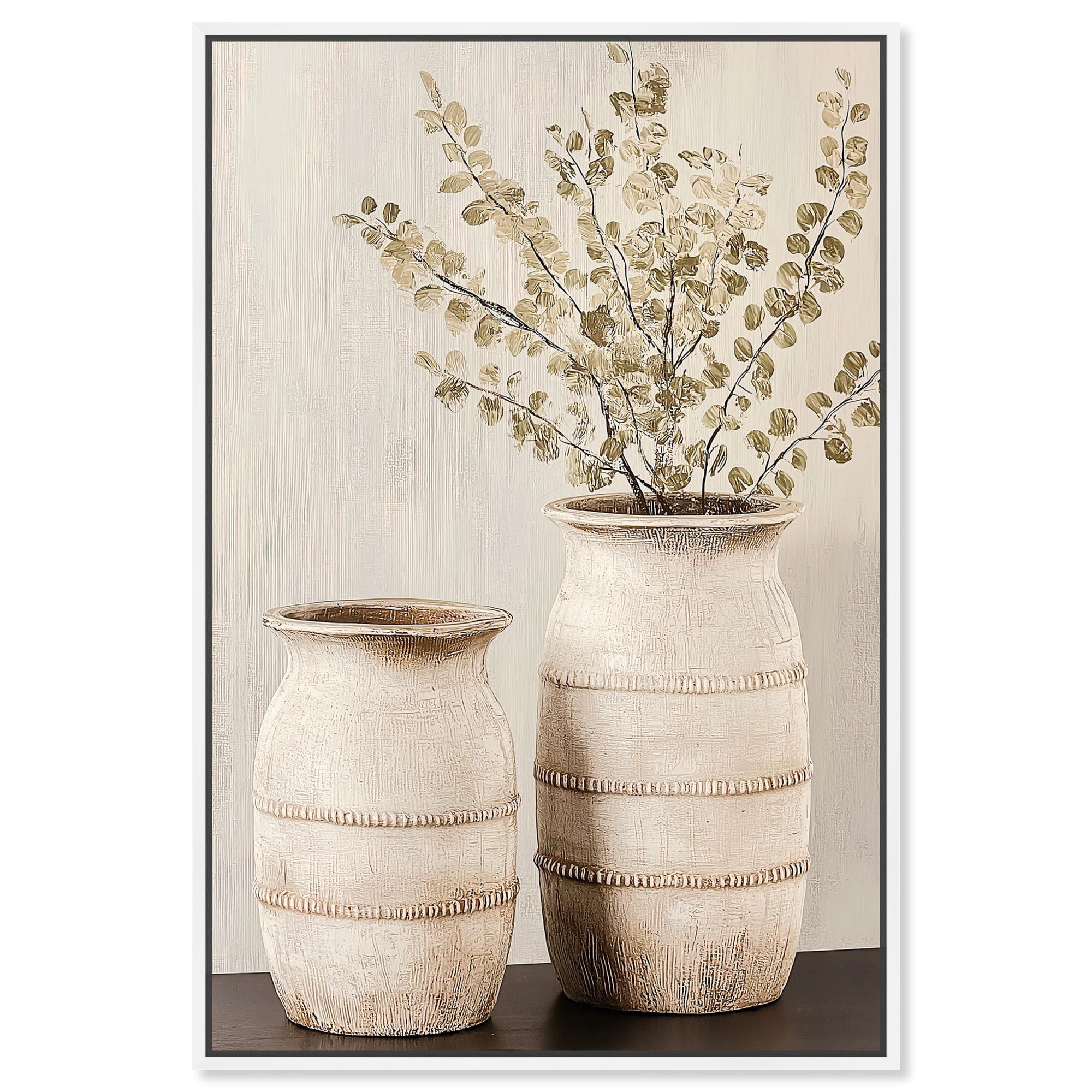 Green Oasis Pot II Canvas Farmhouse Floral Art by Art Remedy, White ...