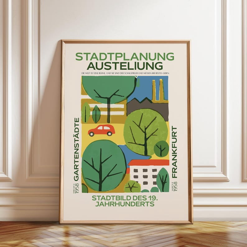 Green Oasis Wall Art - 1958 Garden Cities Frankfurt Urban Planning ...