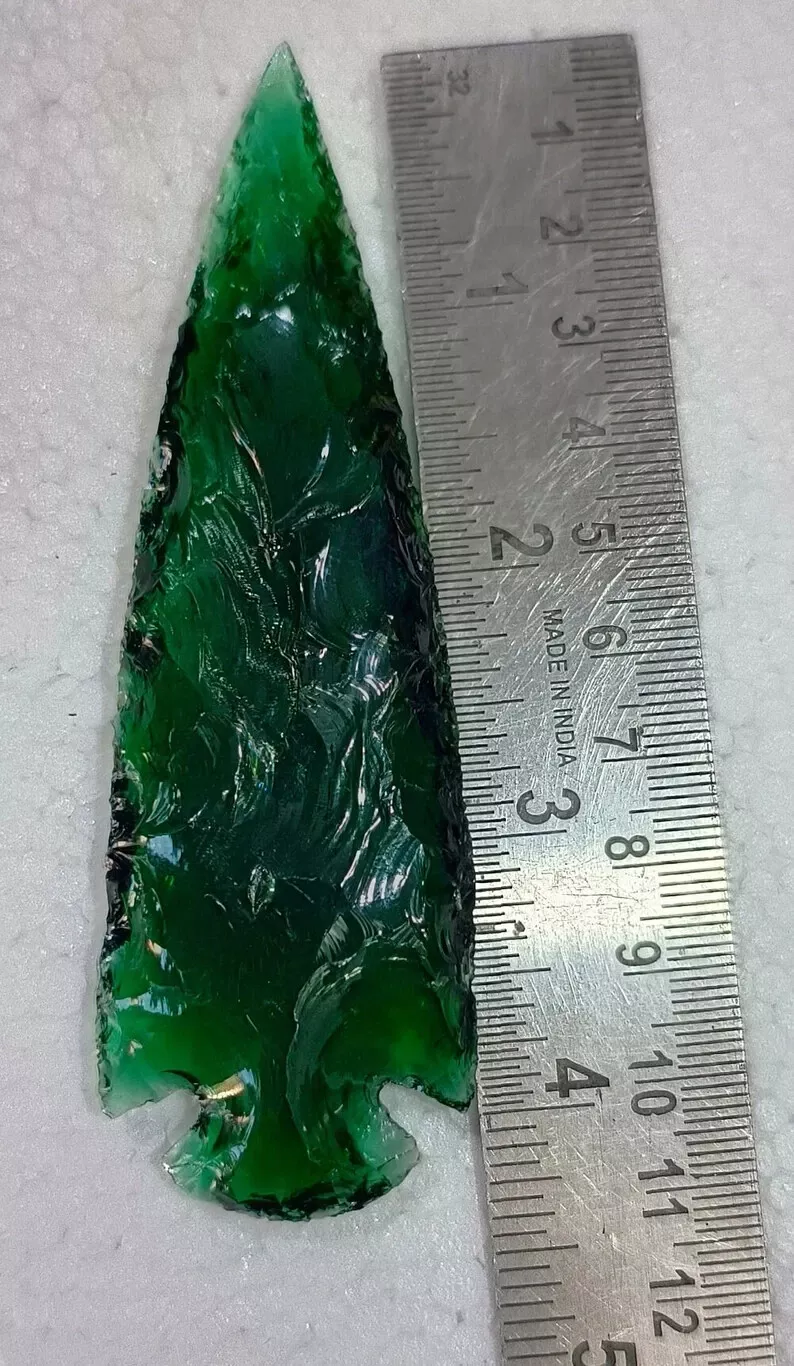 Green Obsidian Spearhead Arrowhead Crystal for Jewelry Making & Healing ...