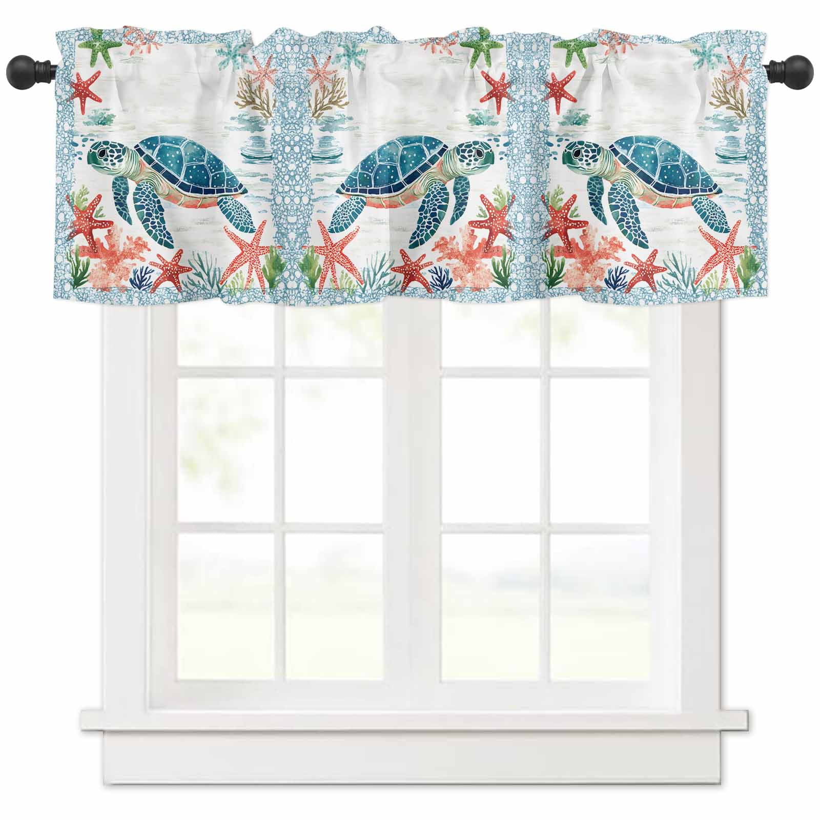 Green Ocean Valances for Windows Farmhouse Kitchen Curtains Valances ...