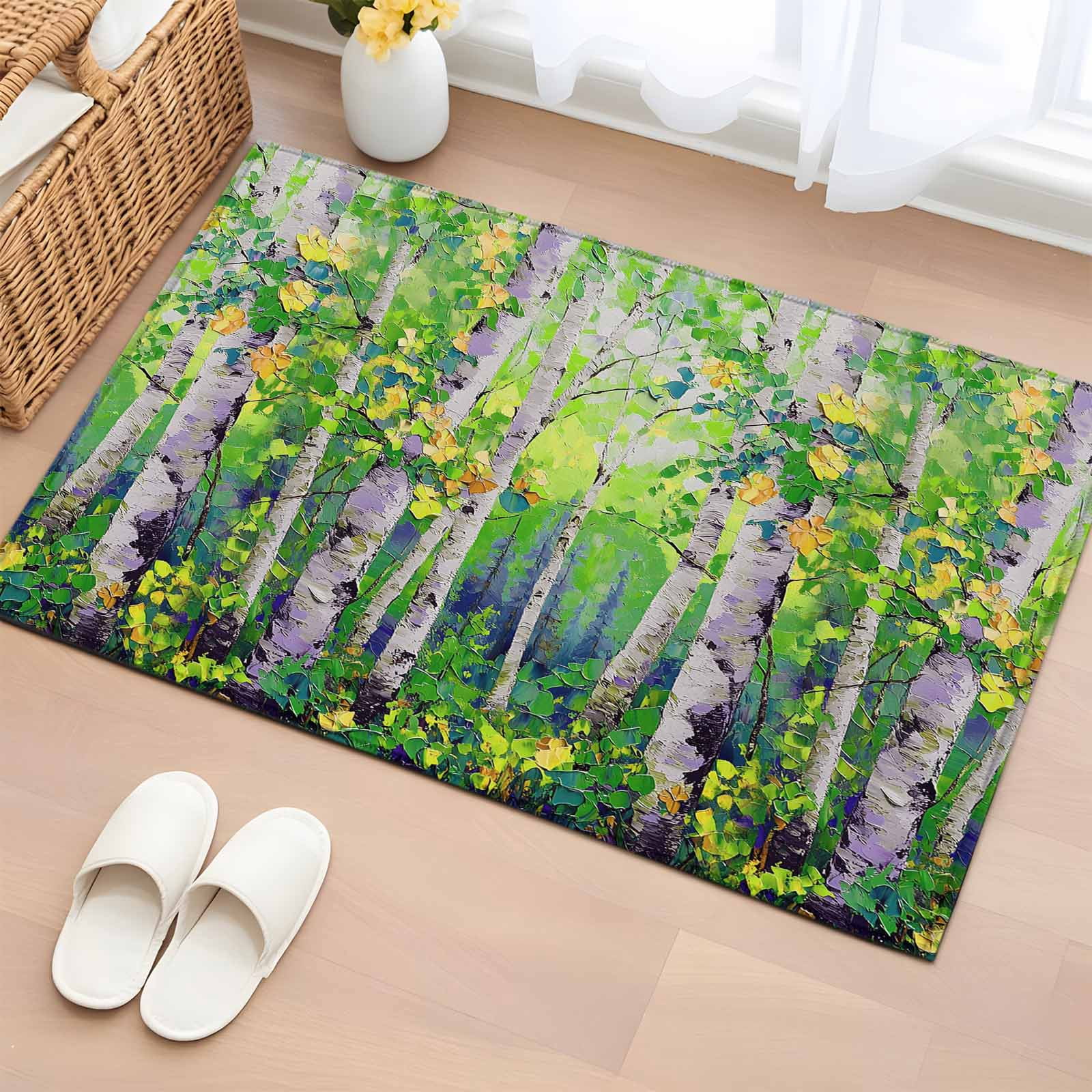 Green Oil Painting Bathroom Mats 2x3 FT,Non Slip Small Kitchen Mat ...