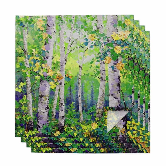 Green Oil Painting Cloth Napkins, Modern Abstract Art Summer Tree ...