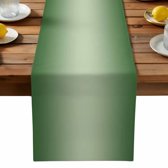 Green Ombre Cotton Linen Table Runner for Dining Kitchen, Modern ...