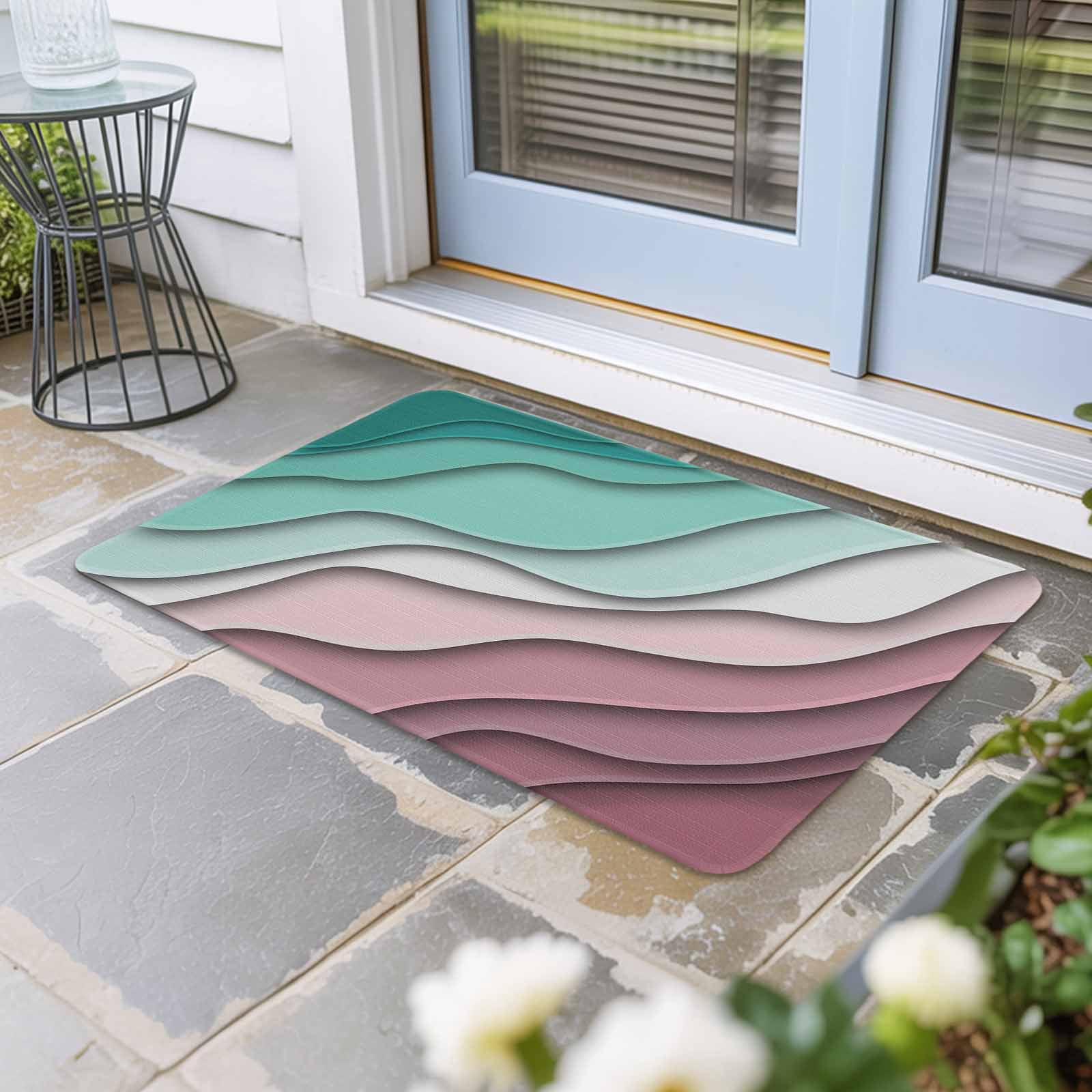 Green Ombre Door Mat Indoor Outdoor, Modern Geometric Abstract Dark Red ...