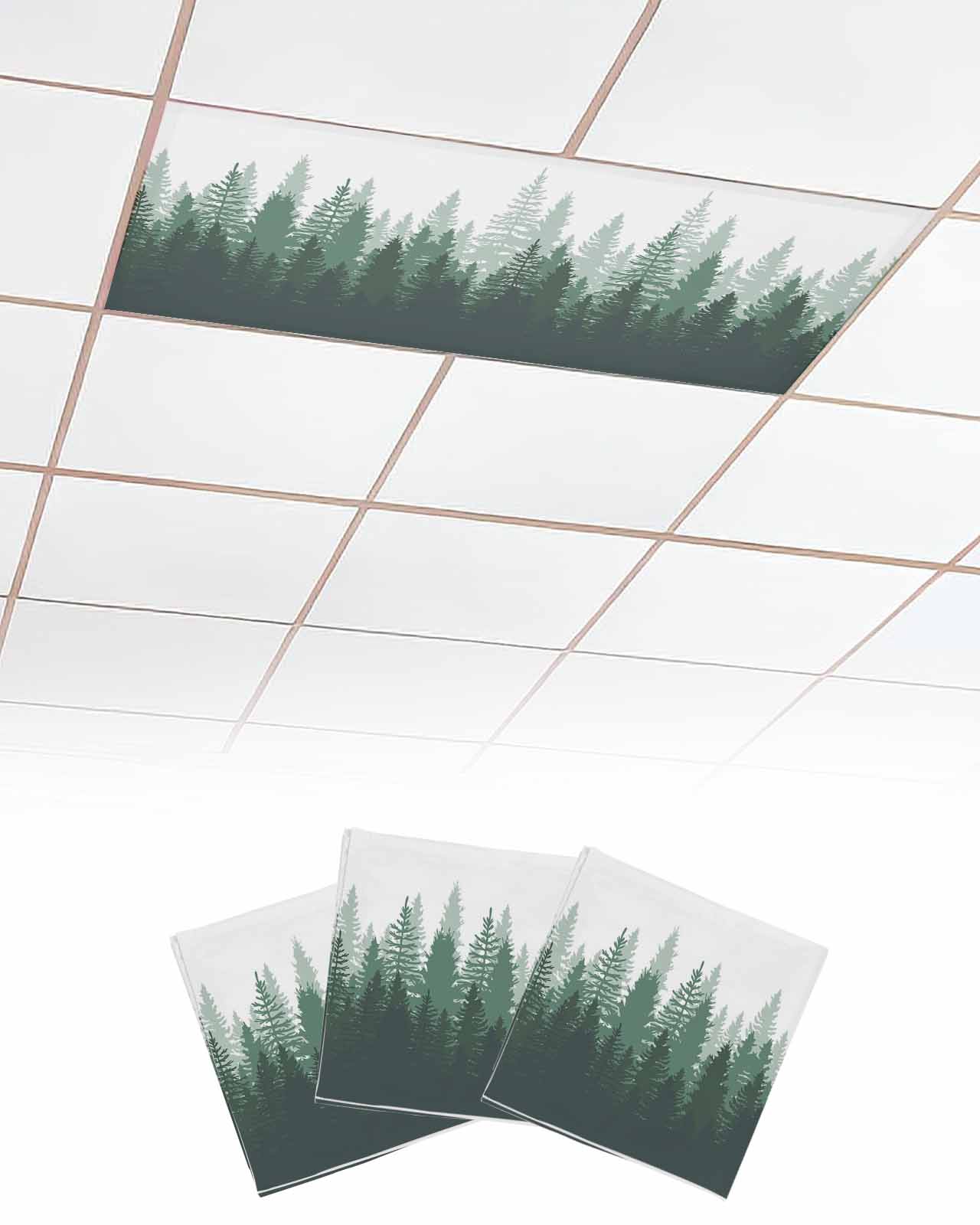 Green Ombre Fluorescent Light Covers for Ceiling Lights 4x2 feet,3 Pack ...