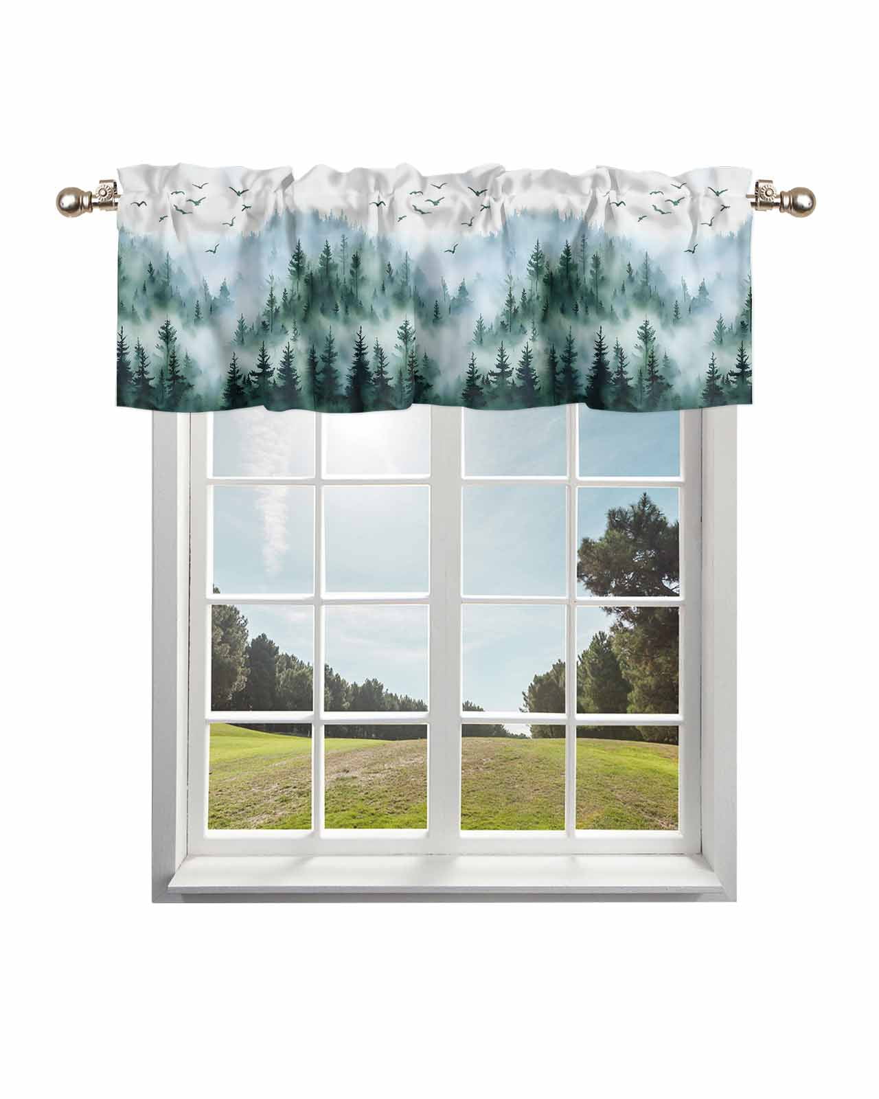 Green Ombre Forest Curtain Valance for Windows/Living Room/Kitchen ...