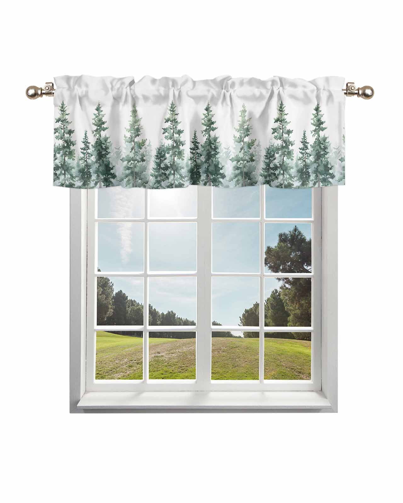 Green Ombre Forest Curtain Valance for Windows/Living Room/Kitchen ...