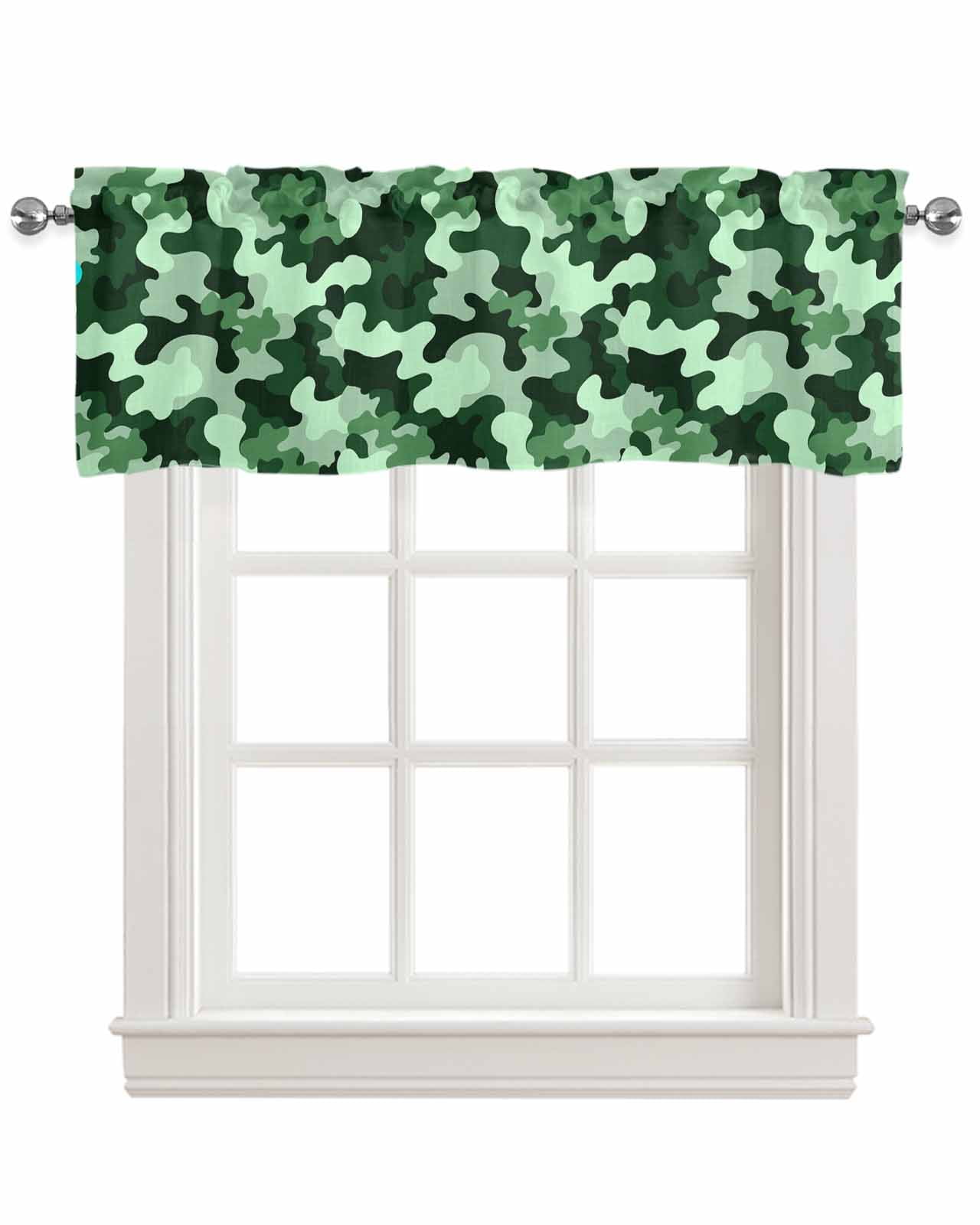 Green Ombre Kitchen Valances for Windows Farmhouse Linen Window Valance ...