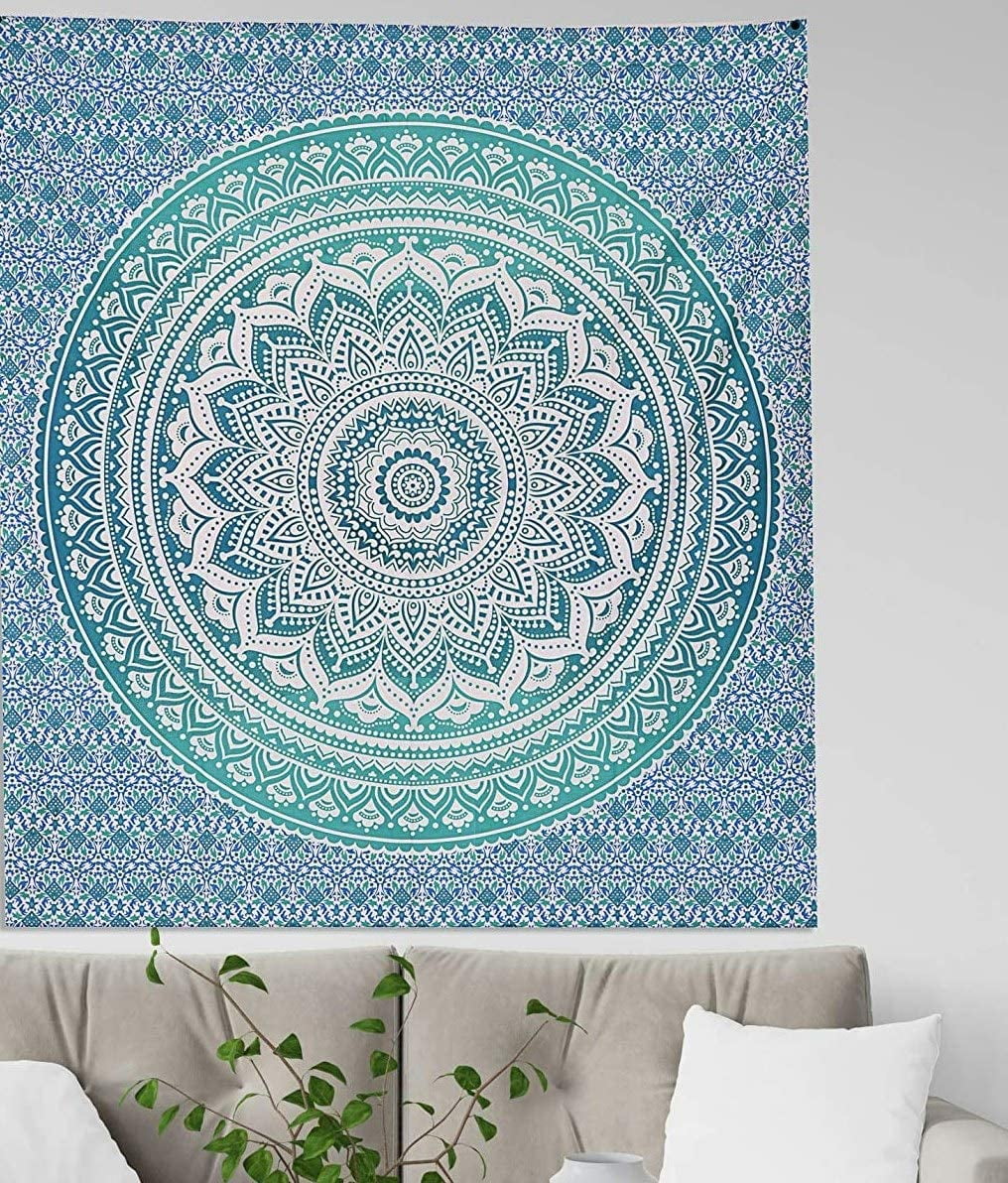 Green Ombre Poster Tapestry Mandala Art Hippie Wall Hanging Bohemian ...