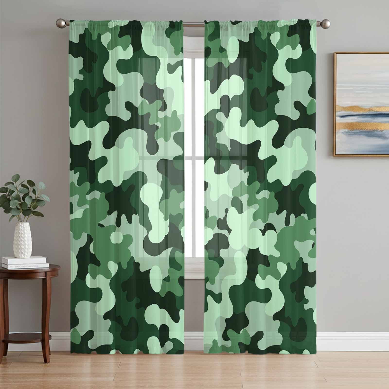 Green Ombre Sheer Curtains 63 Inch Length 2 Panels Set, Modern Simple ...