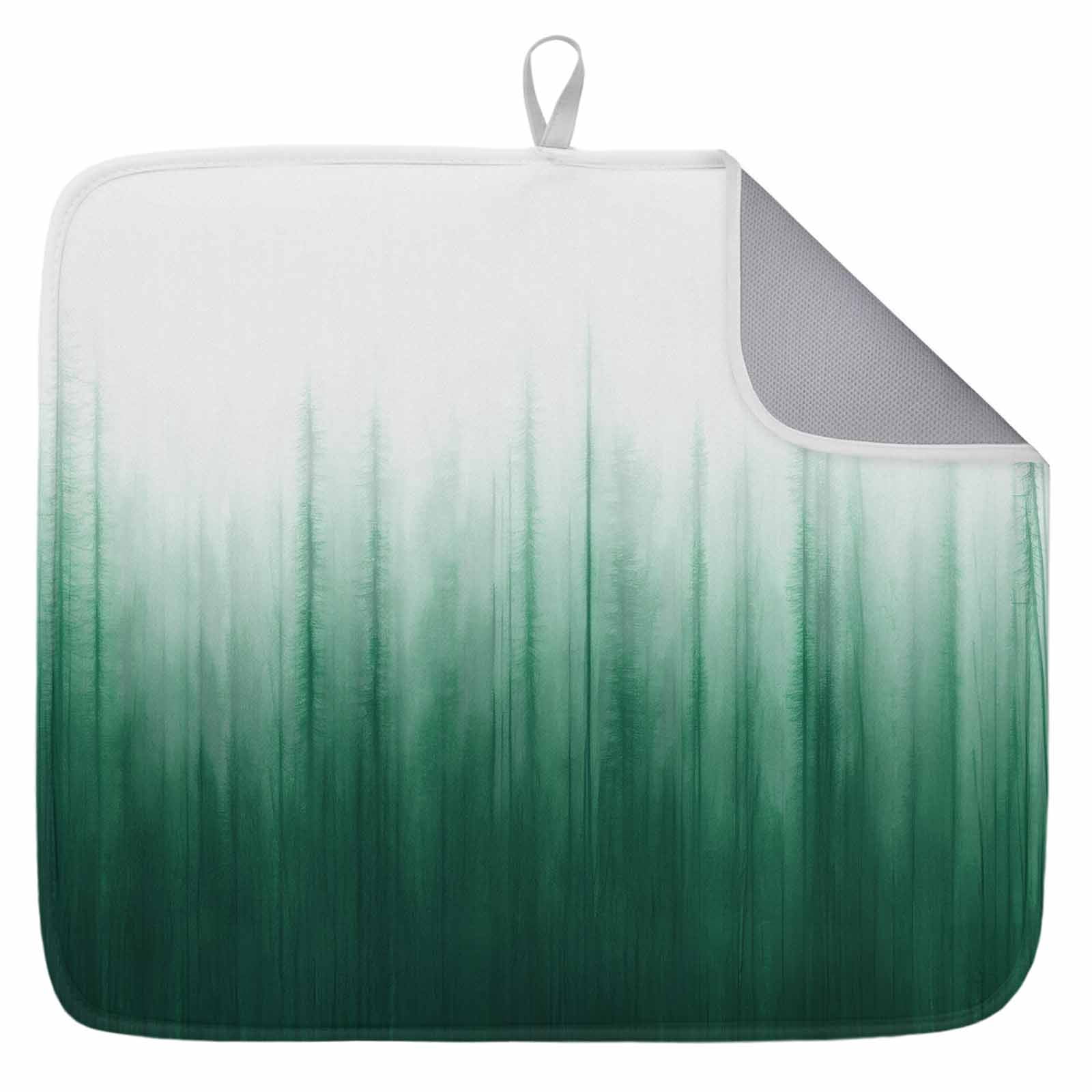 Green Ombre Stripe Dish Drying Mat for Kitchen Counter,Abstract Art ...