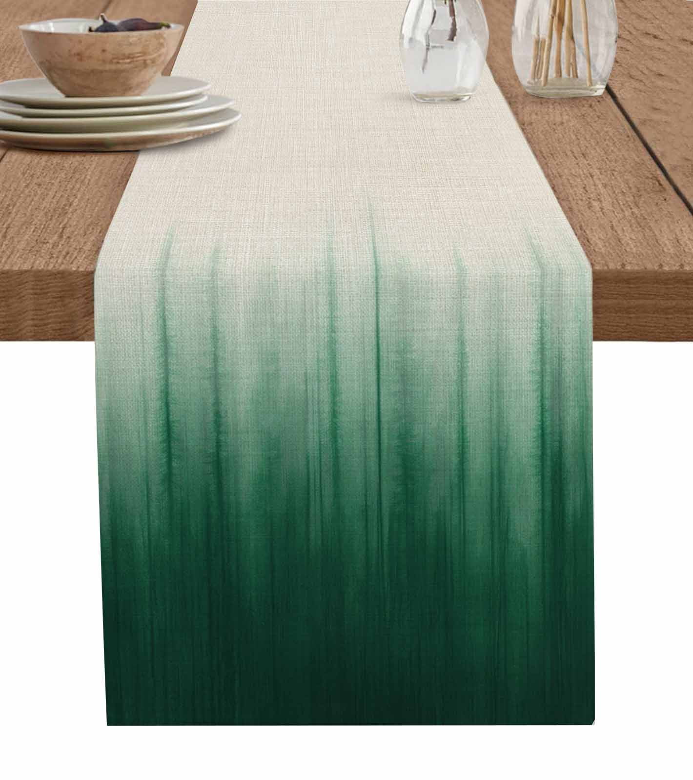 Green Ombre Stripe Table Runner 60 Inches, Abstract Art Modern Gradient ...