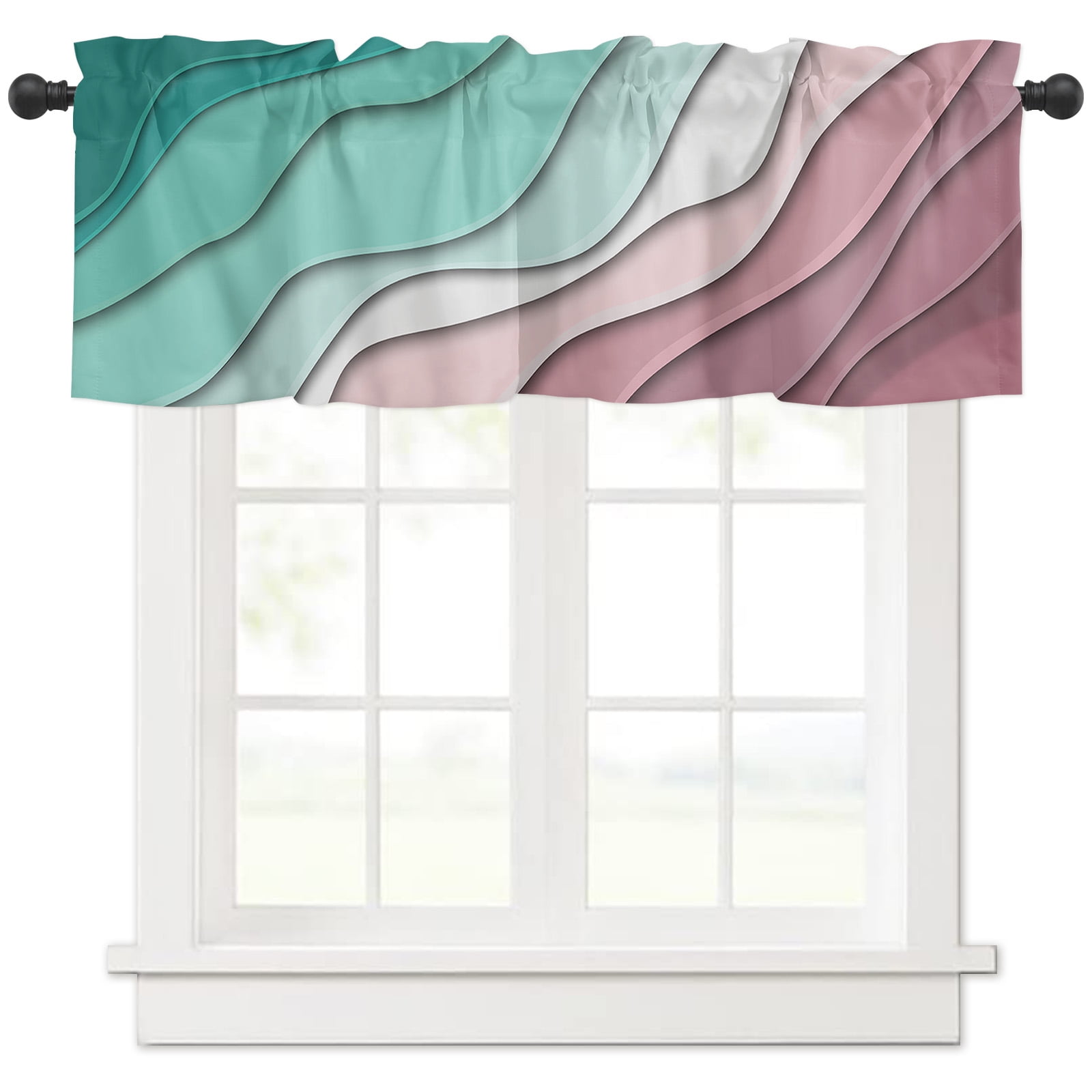 Green Ombre Valances for Windows Farmhouse Kitchen Curtains Valances ...