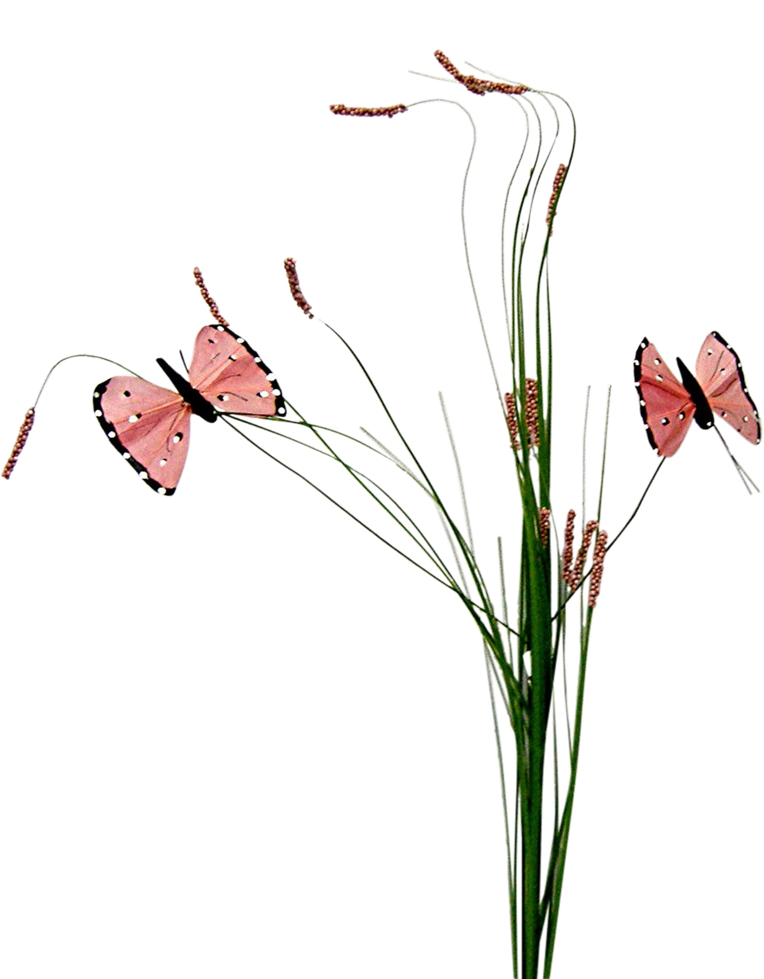 Green Onion Grass with Pink 2 Butterflies 30in Artificial Polysilk Faux ...