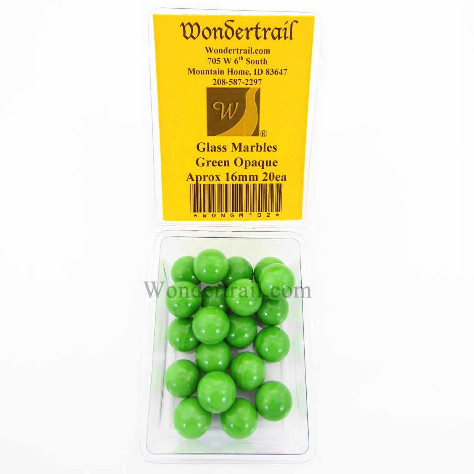 Green Opaque 16mm Glass Marbles Pack of 20 Wondertrail - Walmart.com