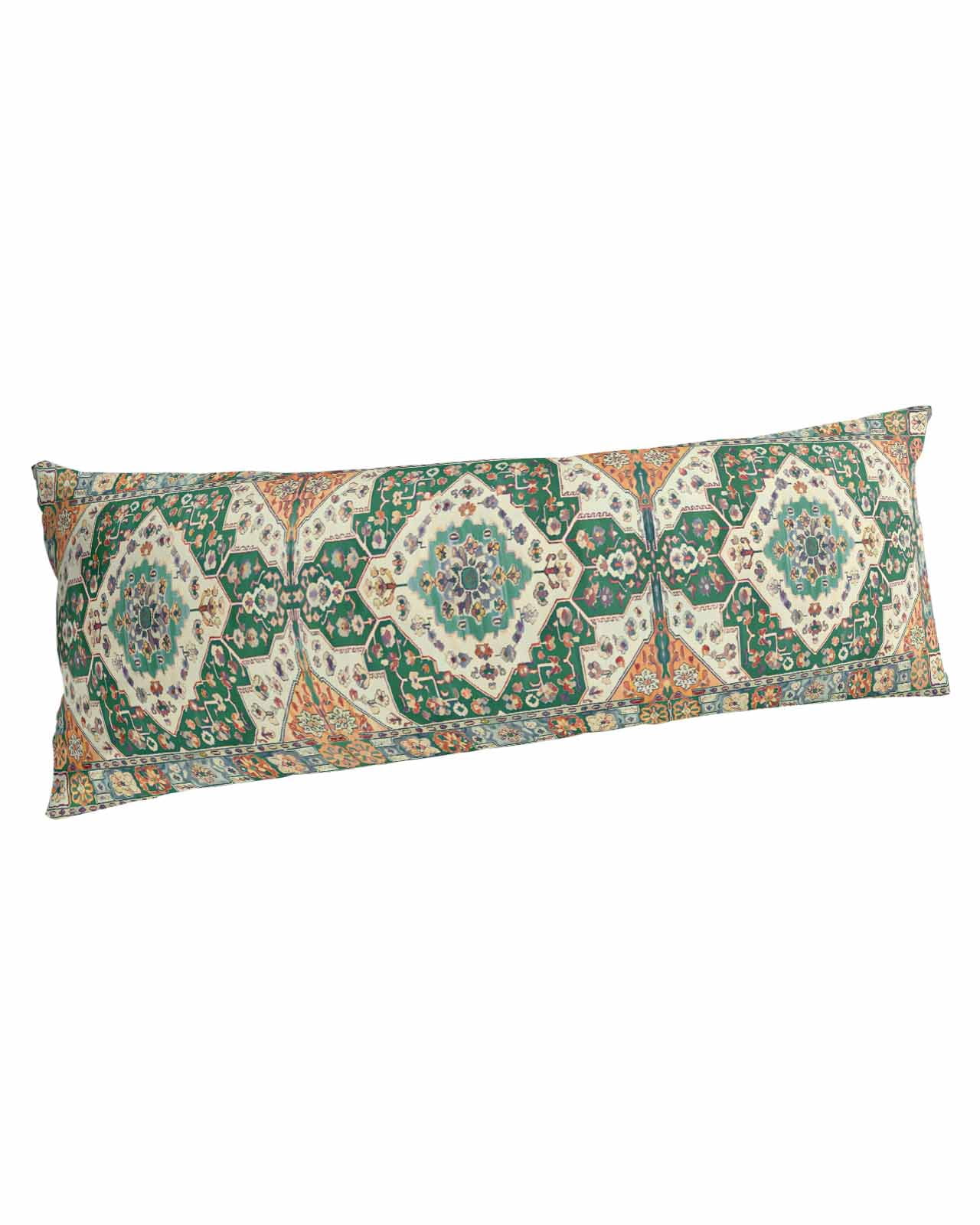 Green Orange Beige Boho Body Pillow Covers, Retro Ethnic Tribal ...